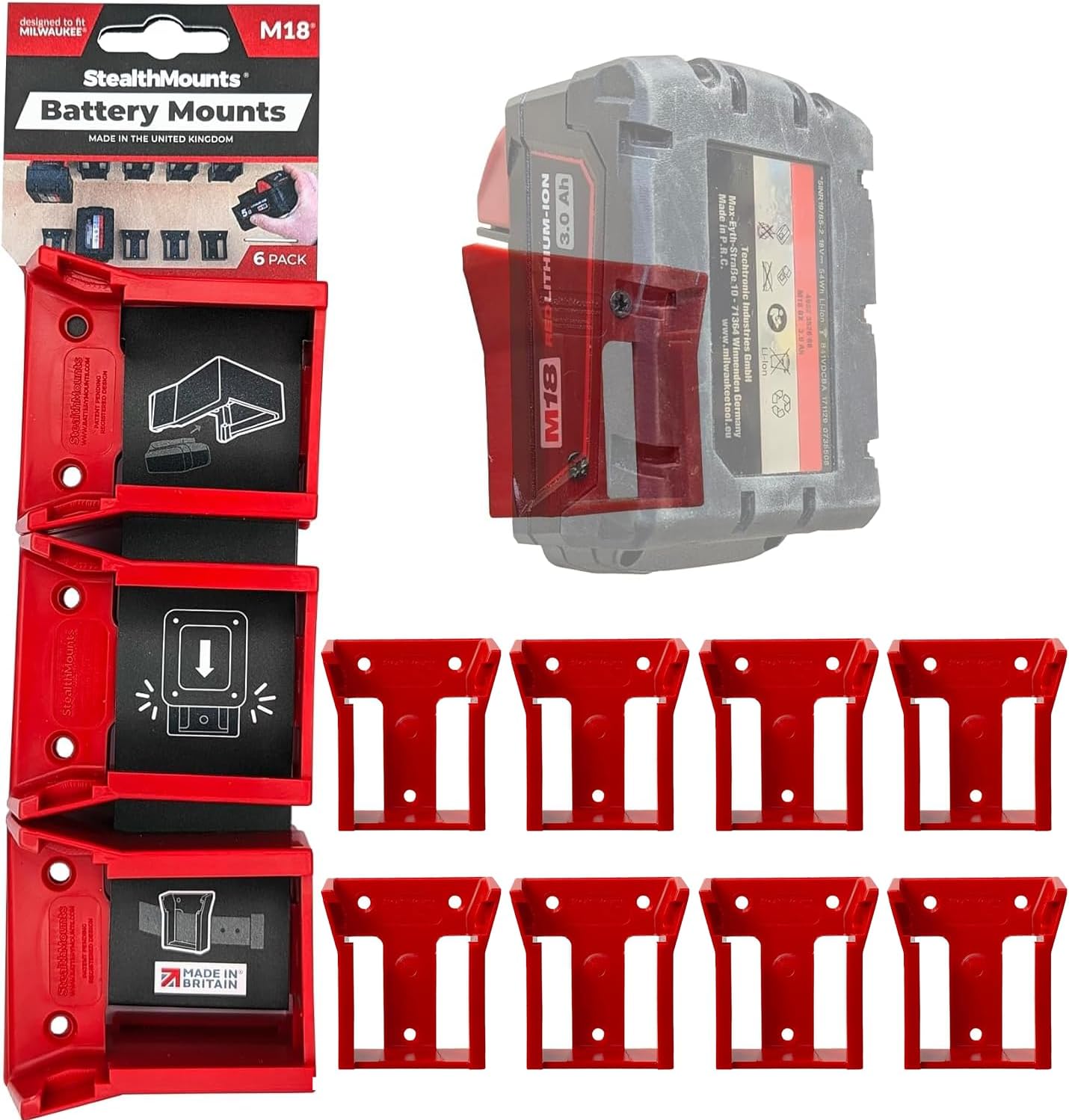 Amazon.com: StealthMounts M18 Milwaukee Battery Holder - 8 Pack ...