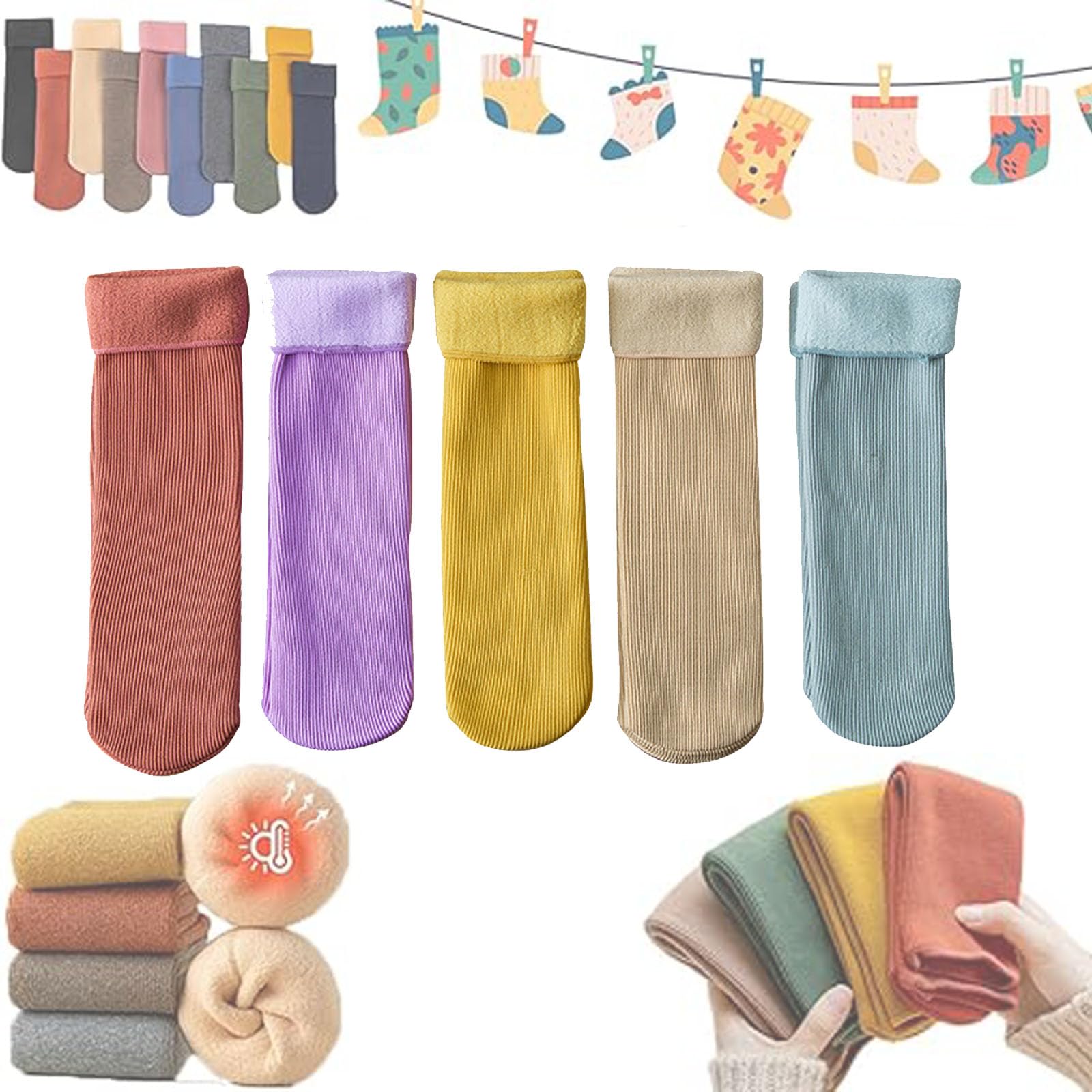 Amazon.com: XEBAMIO Janemore Socks, Fleececozy - Ultra Soft Velvet Slim ...