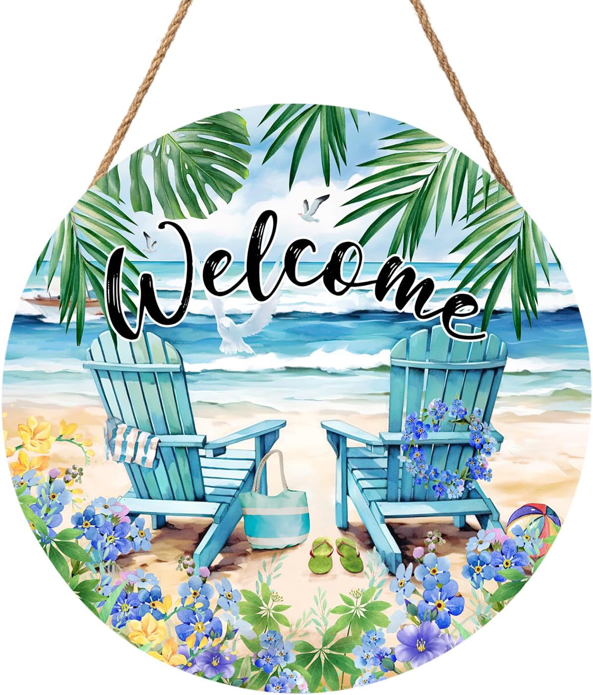 Amazon.com: VOSAREA Mediterranean Style Wooden Welcome Signs Board ...
