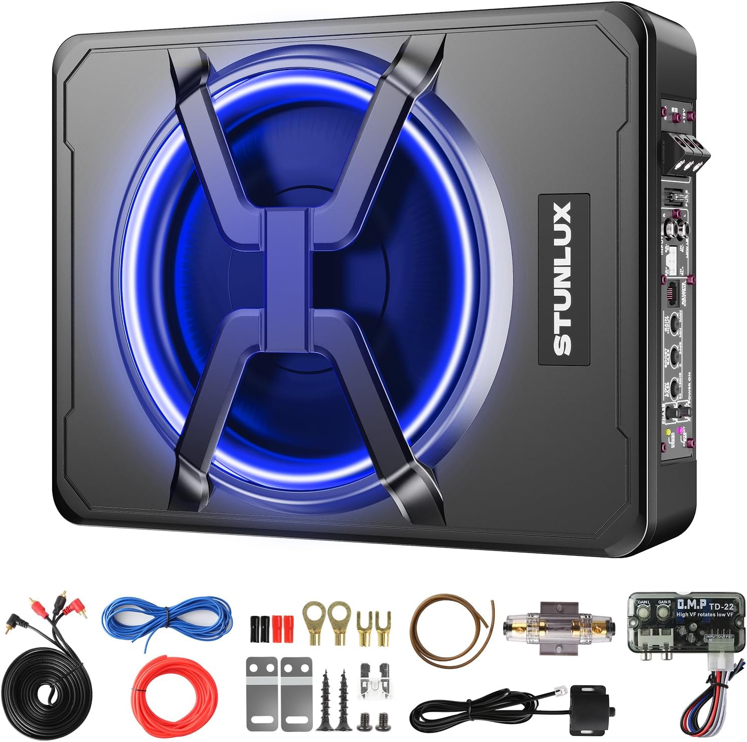 Amazon.com: 800W Slim Under Seat Powered Car Subwoofer Kit with ...