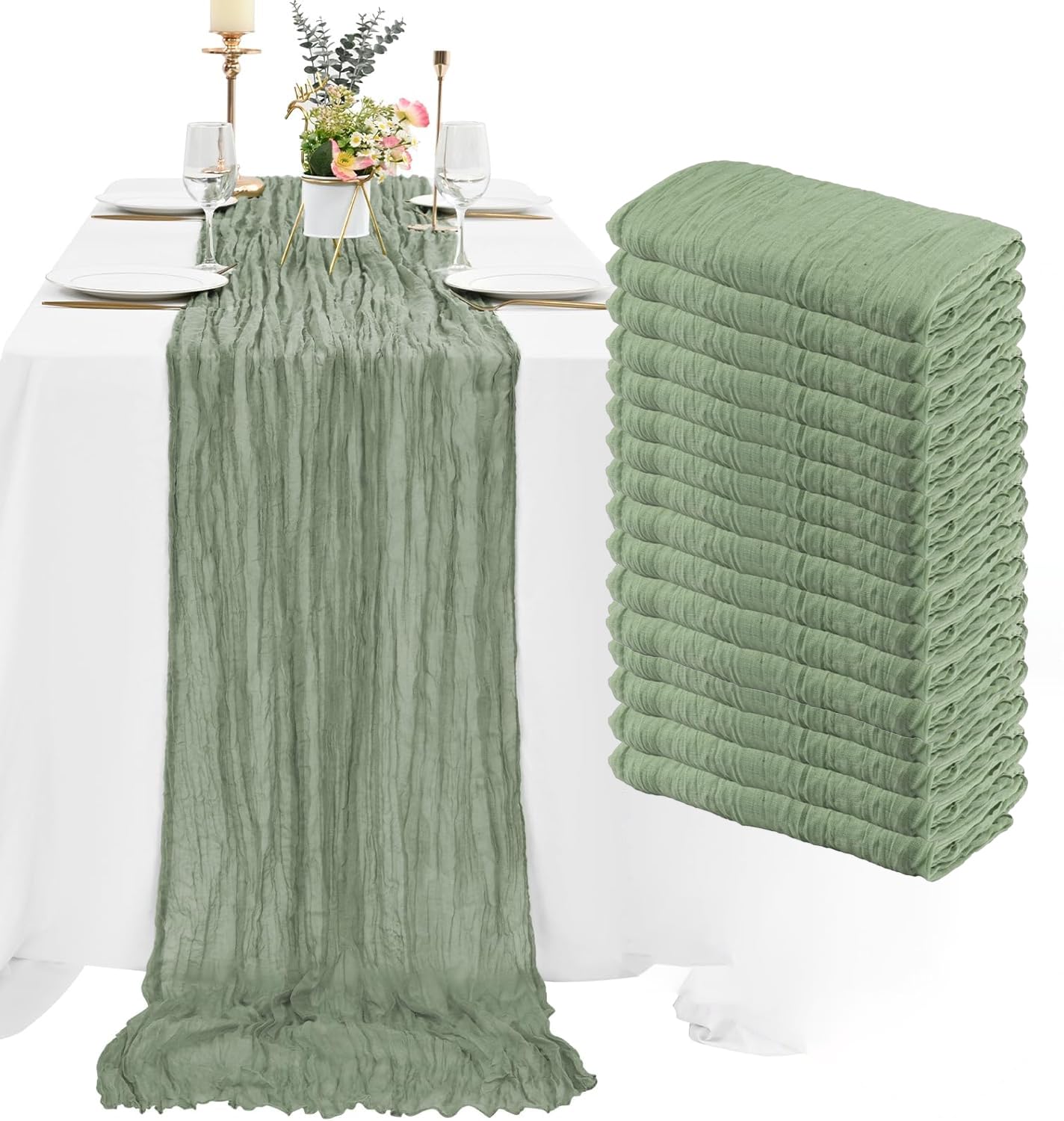 Amazon.com: 16 Pack Cheesecloth Table Runner, 35x120 Inch Boho Gauze ...