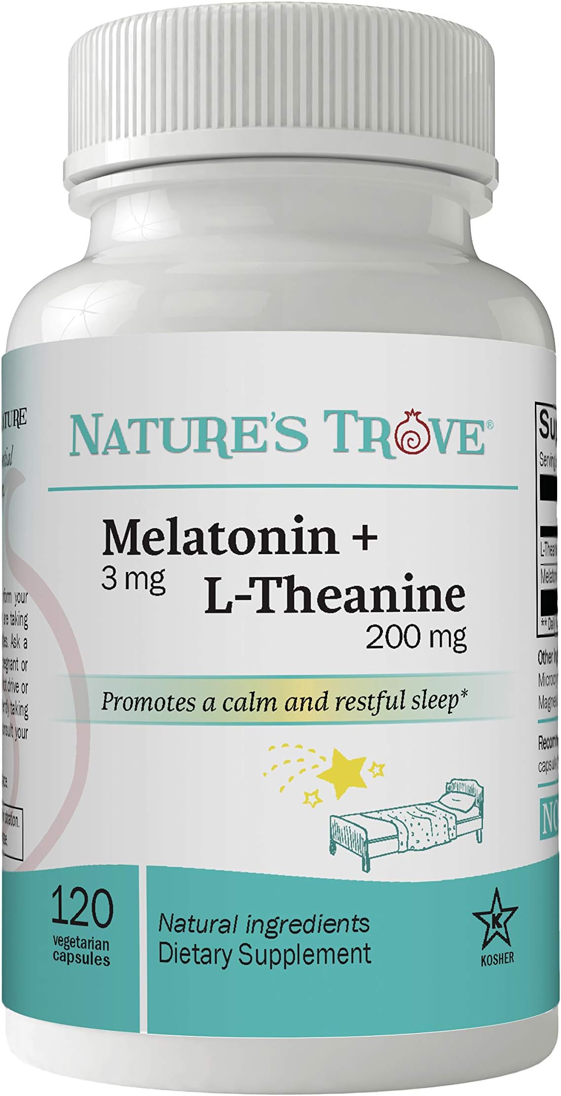 Amazon.com: Nature's Trove Melatonin 3mg + L Theanine 200mg – Calm and ...
