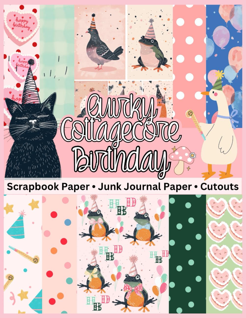 Amazon.com: Quirky Cottagecore Birthday Scrapbook Junk Journaling Paper ...