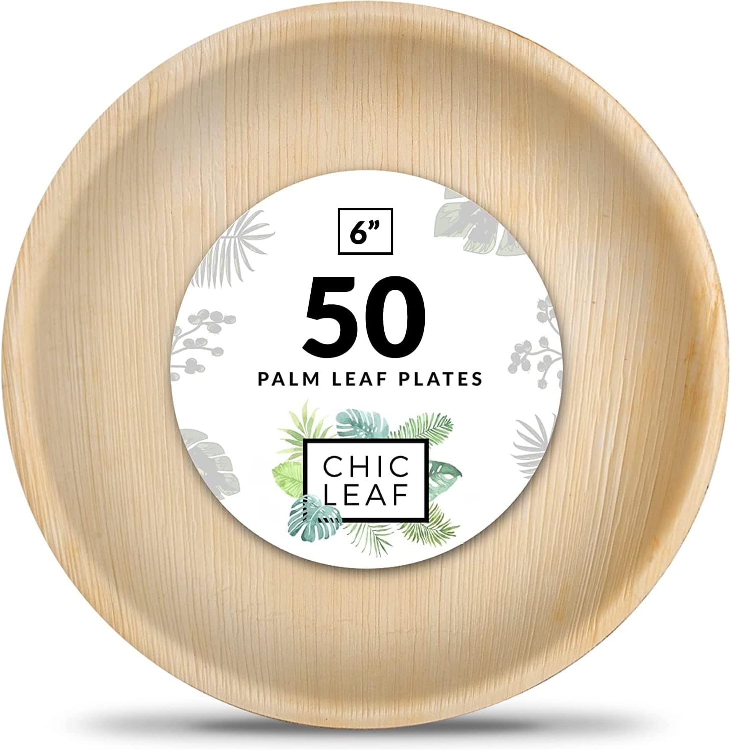 Amazon.com: Chic Leaf Palm Leaf Disposable Bamboo Plates - Party Plates ...