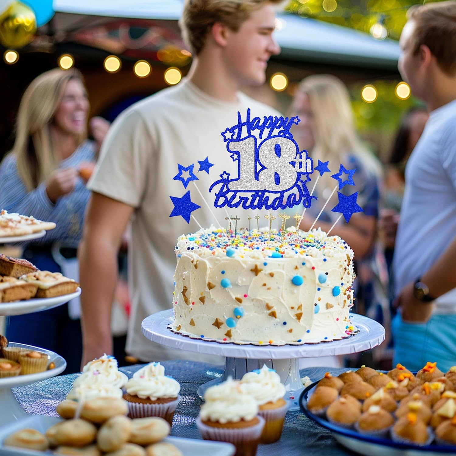 Happy 18th Birthday Cake Topper, Blue and Silver Philippines | Ubuy
