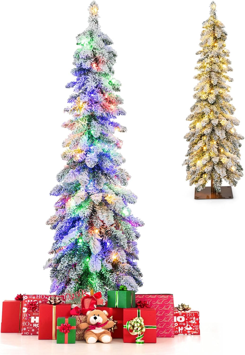 Amazon.com: GOFLAME 4 FT Pre-Lit Artificial Christmas Tree, Snow ...