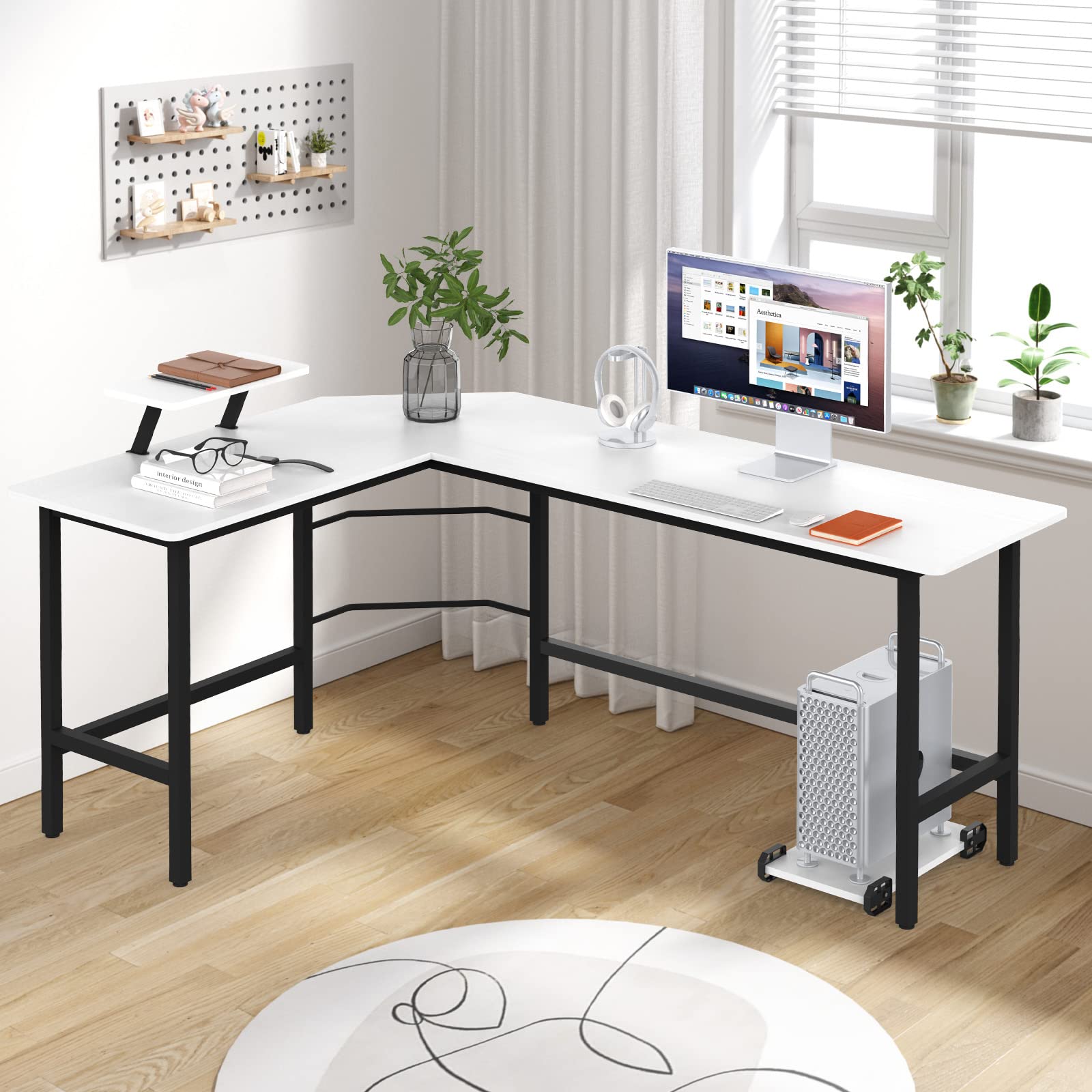 Ufurniture White L-Shape Computer Desk Corner Table Student Home Office ...