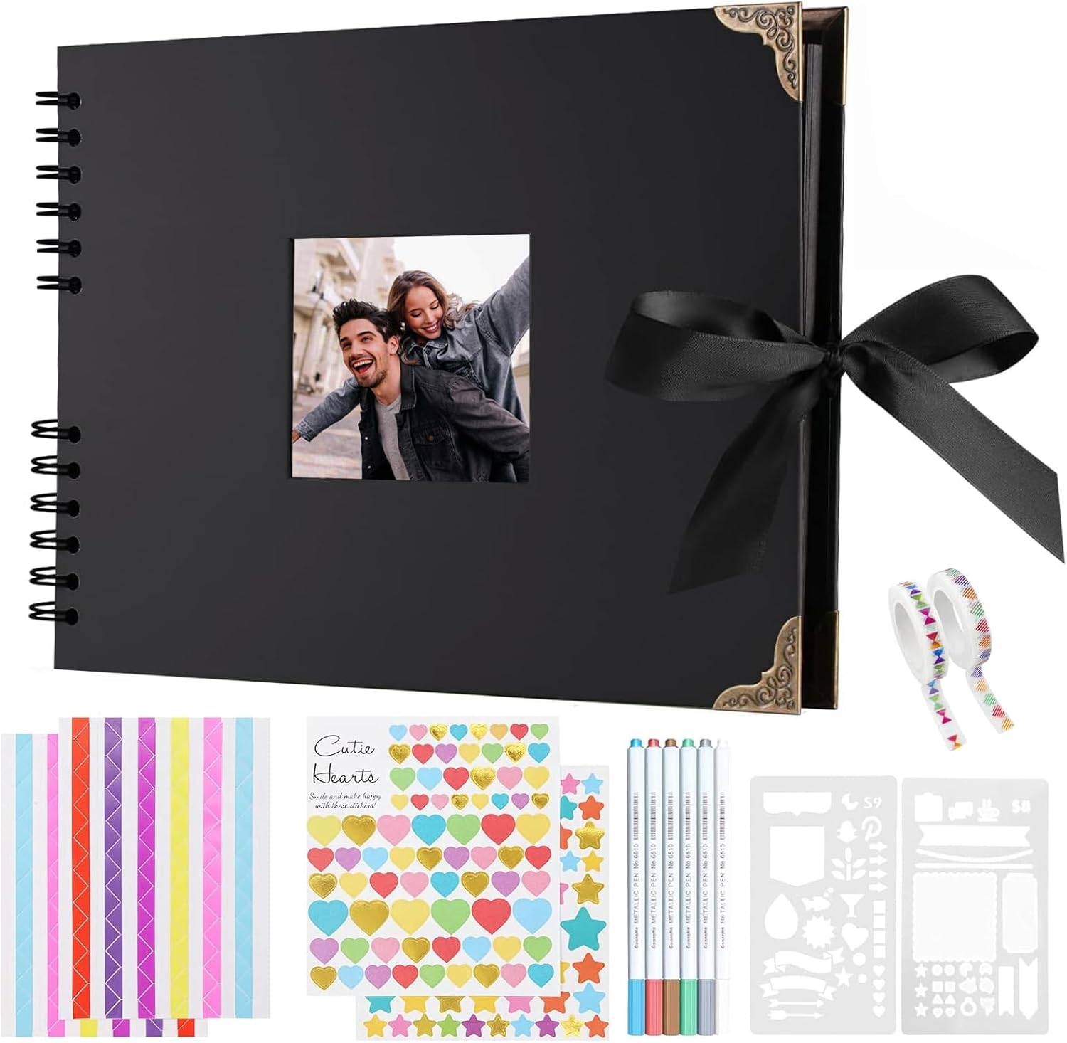 Newthinking Photo Scrapbook with 80 Black Pages, 11.5 x 8.5 Inches ...