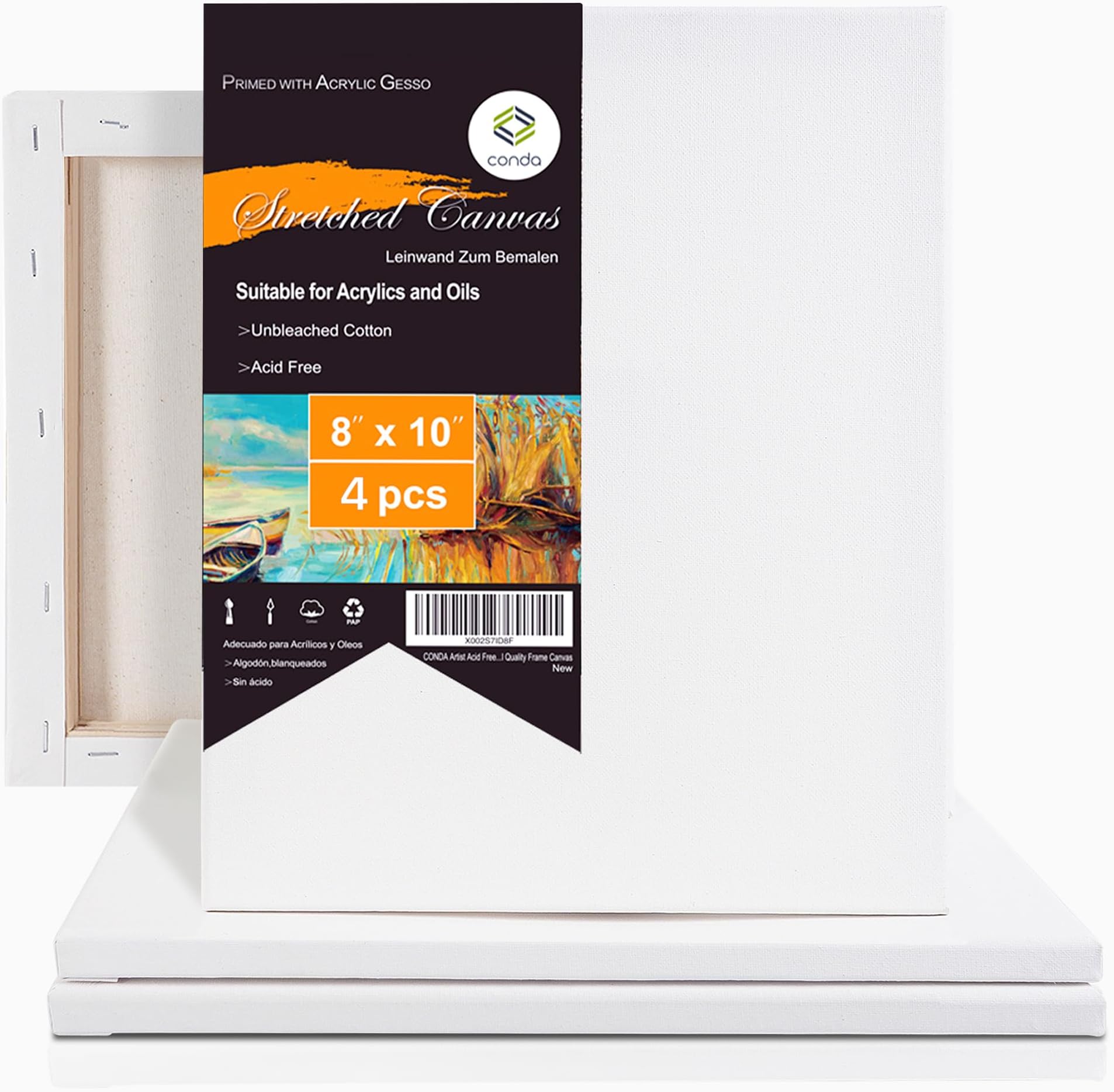 Amazon.com: 6 Pack 8 x 10 inch Artistry Canvas Boards Cotton Stretched ...