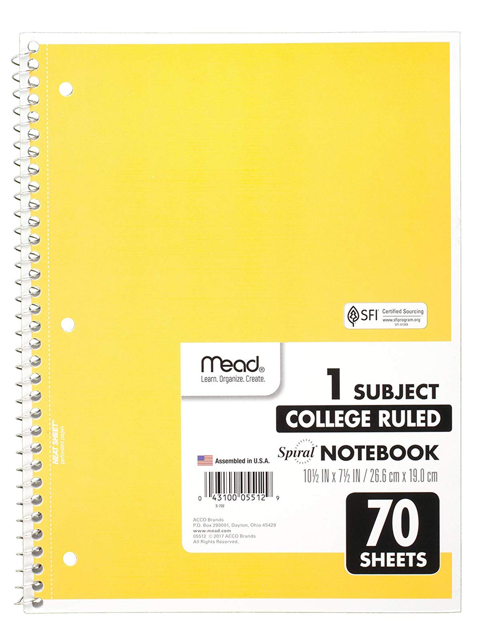 Amazon.com: Mead Notebook Spiral, 10-1/2 x 7-1/2, Black : Tools & Home ...