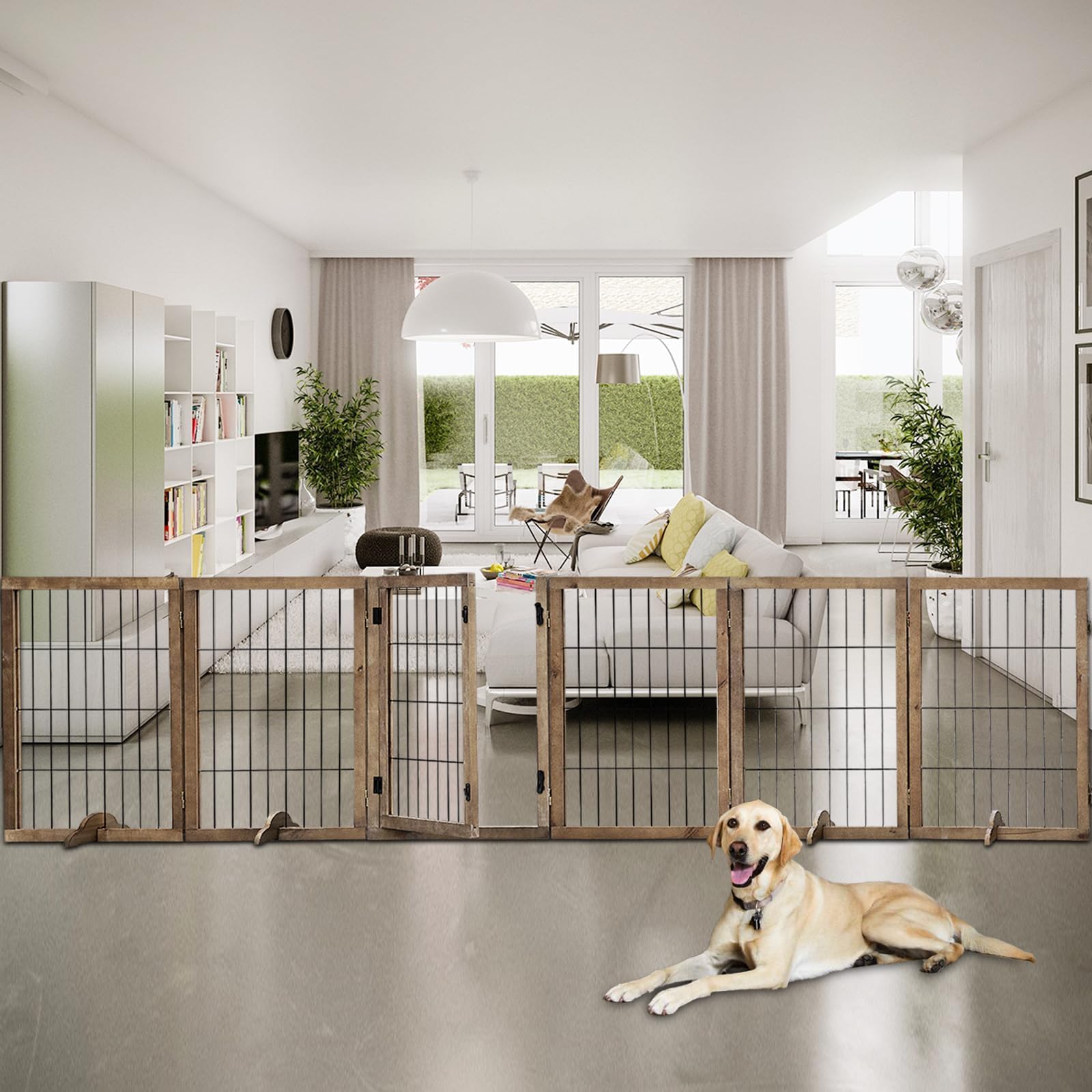 Amazon.com: Dog Pet Gate Fence Barrier With Door Walk Through ...