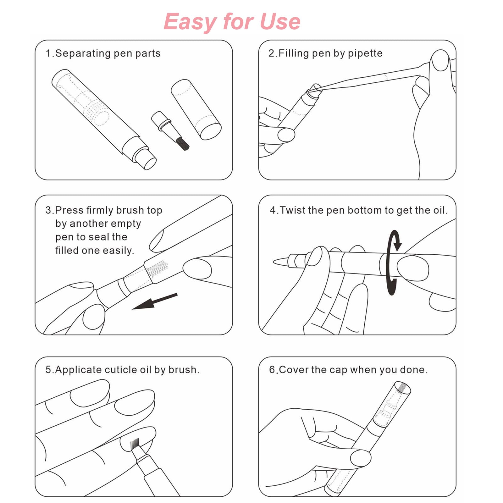 Snapklik.com : UPZIGS 50 Pcs Empty Cuticle Oil Pen, 3ml Travel Size ...