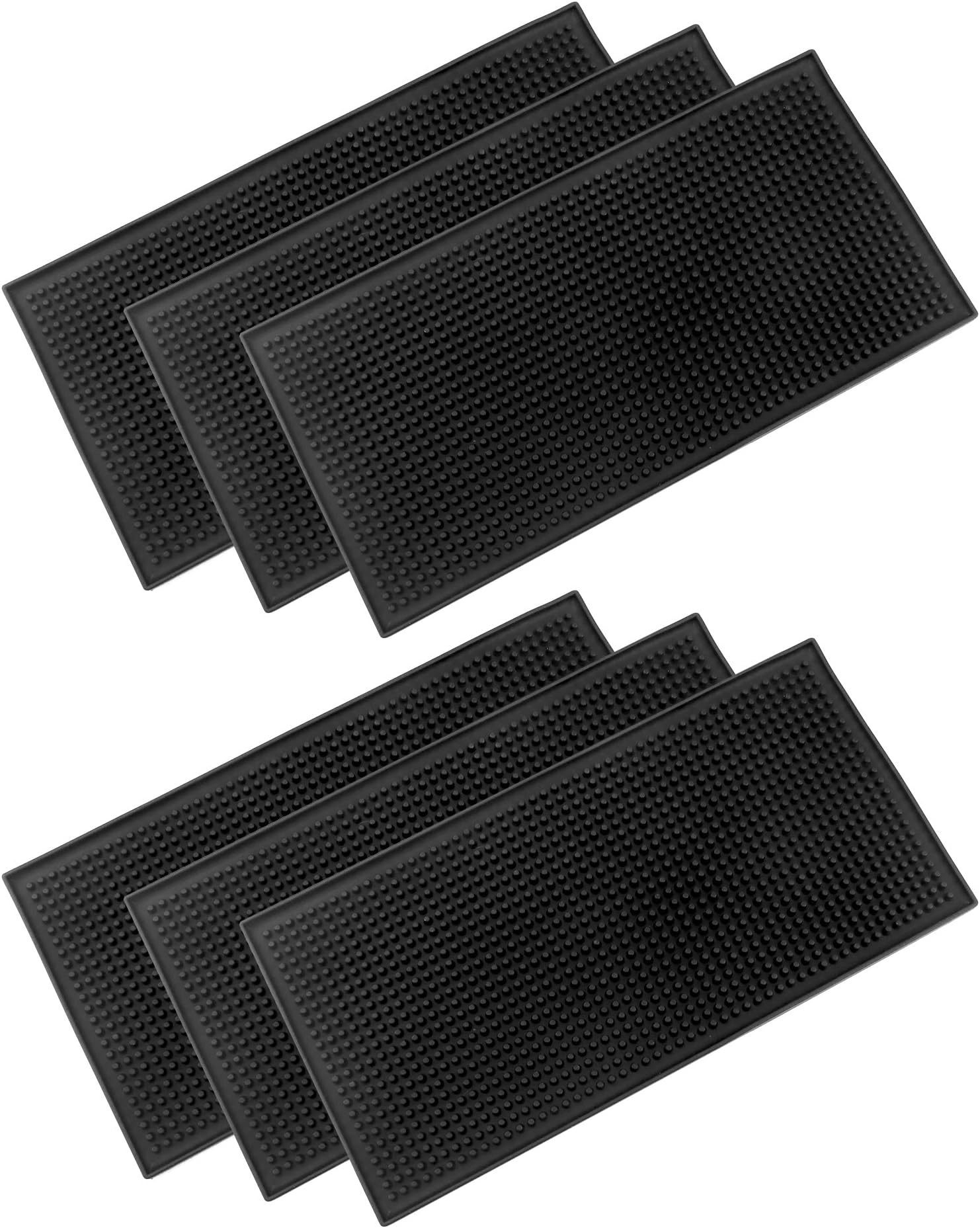 Amazon.com: QWORK 6 Pack 12" x 6" Black Bar Mat, Non-Slip Glass Drying ...
