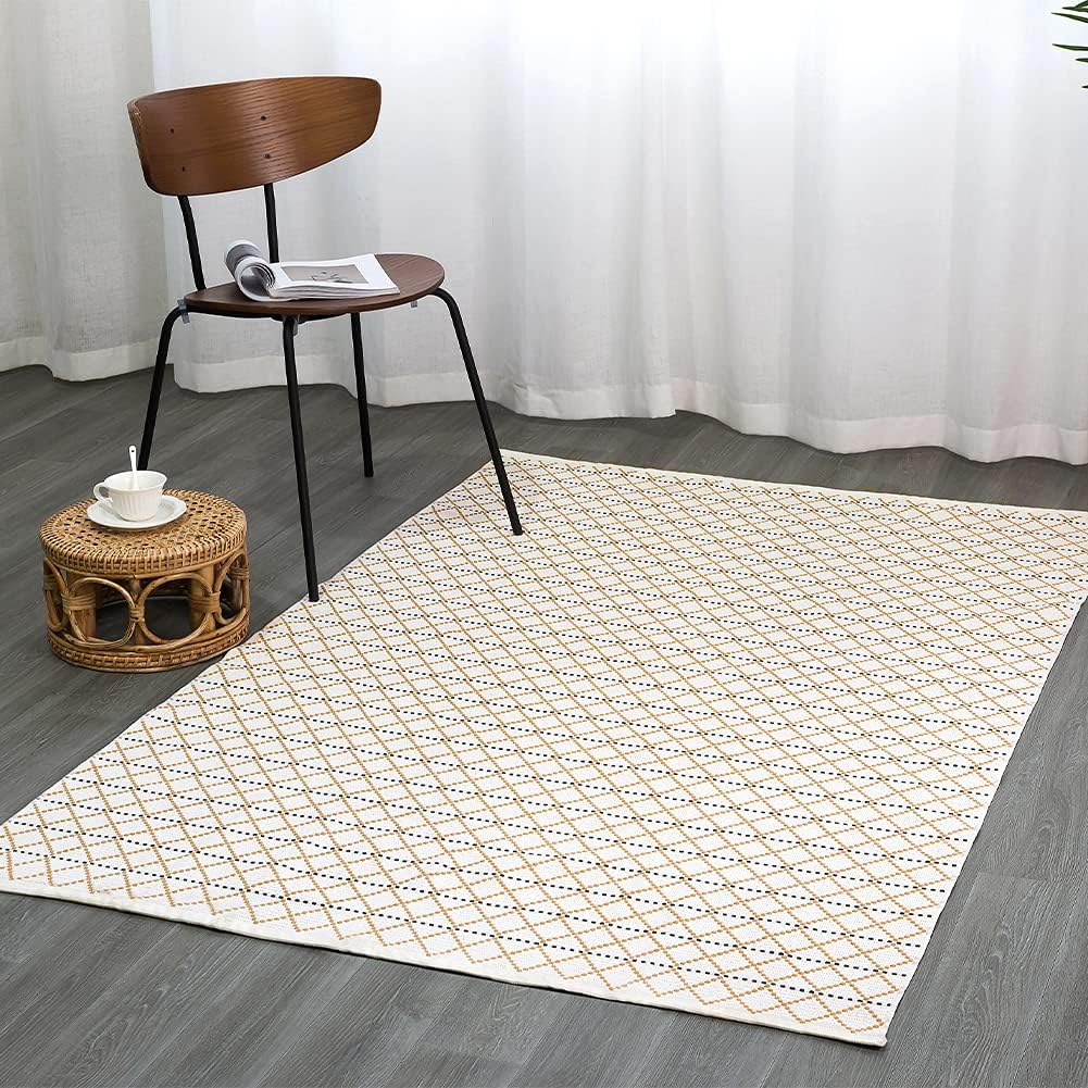 Amazon.com: Cotton Woven Area Rug Farmhouse Kitchen Rug 3x5 Feet ...