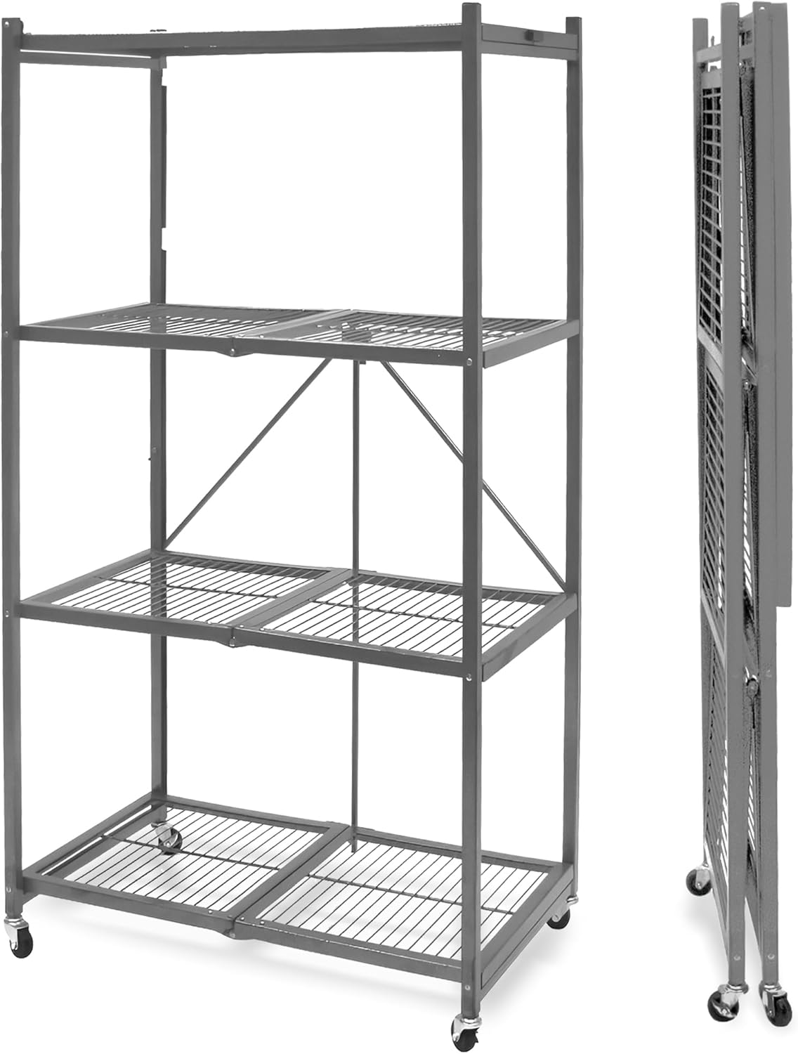Origami R5 4-Shelf Heavy-Duty Folding Storage Rack, Pewter - Large ...