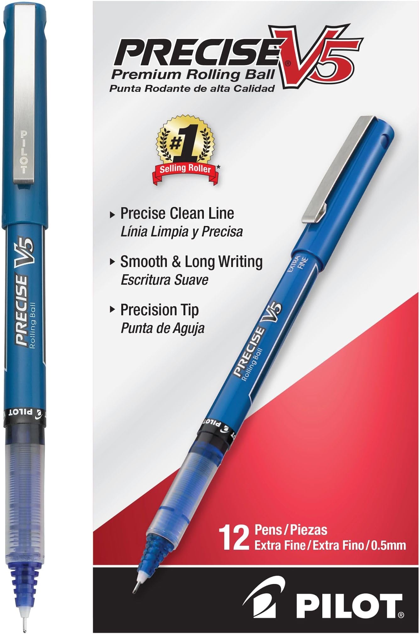 Pilot Precise V5 Stick Rolling Ball Pens, Extra Fine Point, Blue Ink ...