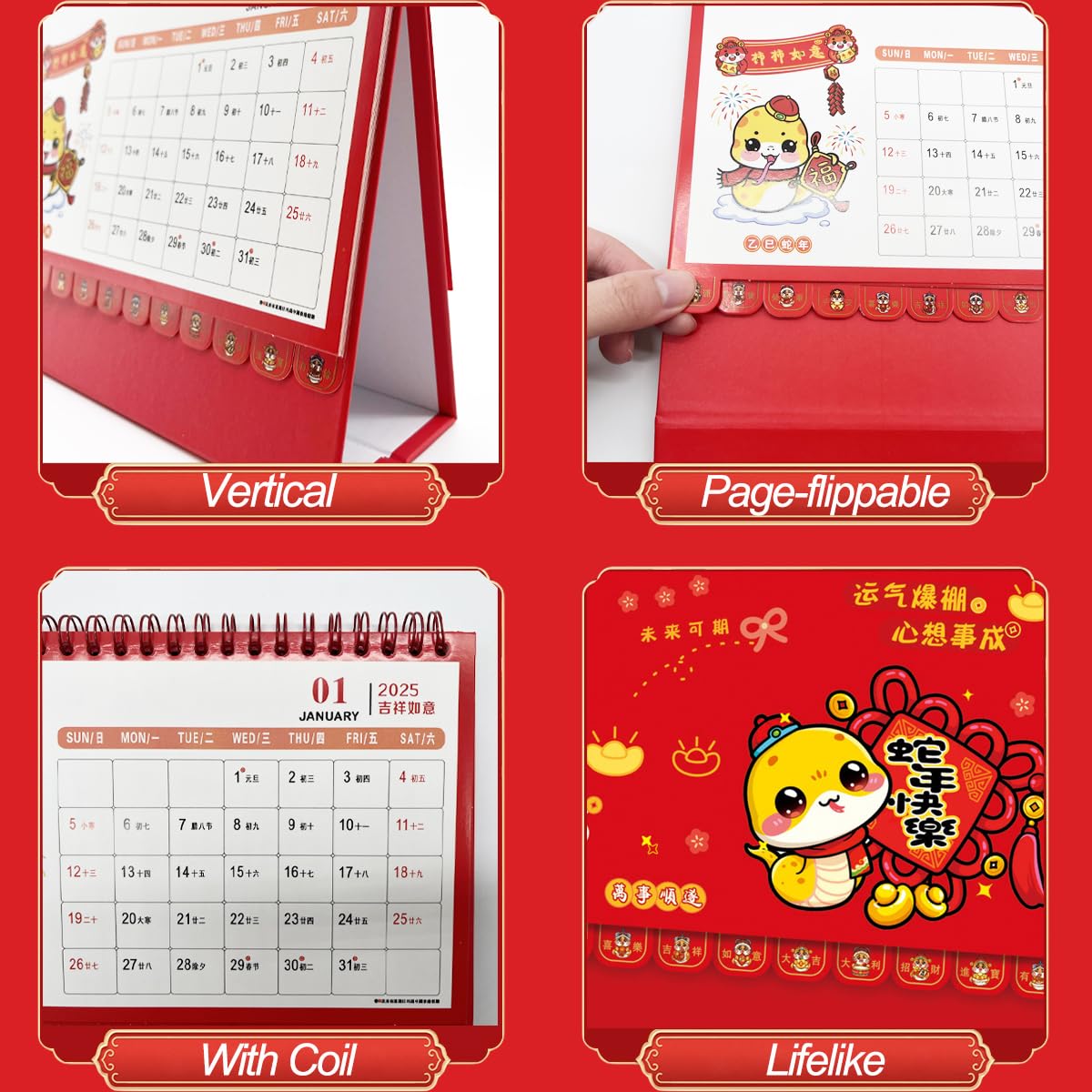 Snapklik.com : Chinese Desk Calendar 2025, Year Of The Snake Desks ...