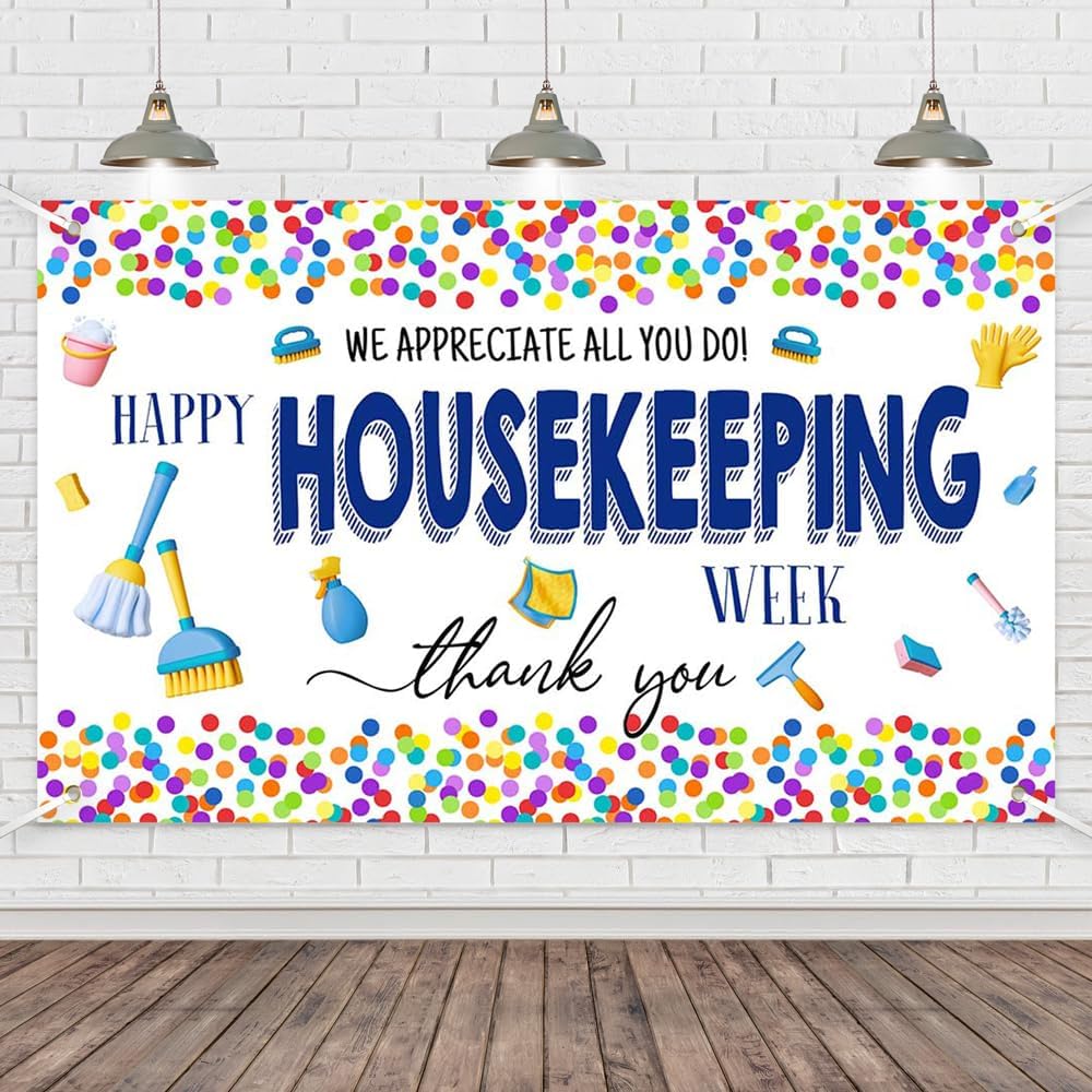 Amazon.com : Wollmix Housekeeping Housekeepers Week Banner Decorations ...