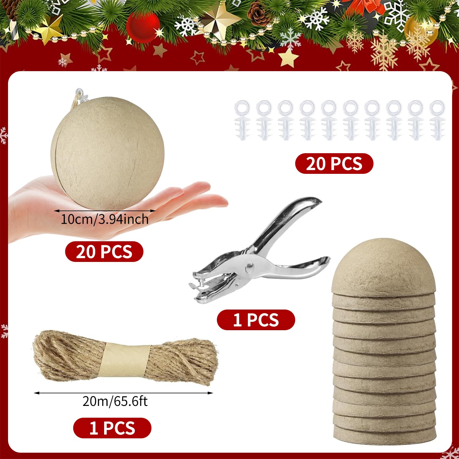 Snapklik.com : 25 Sets 4 Inch Christams Paper Mache Balls Paintable ...