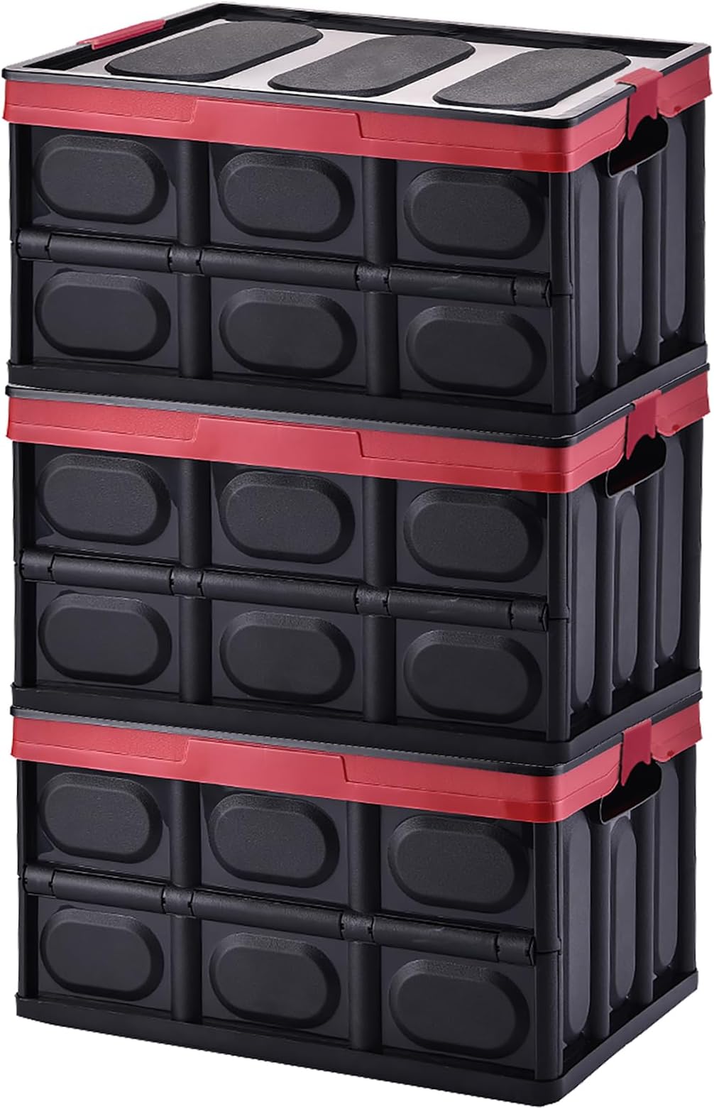 Amazon.com: Lidded Storage Bins 3 Pack 30L Collapsible Storage Box ...