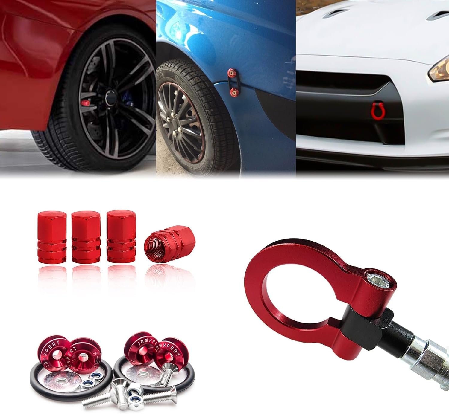 Amazon.com: Xotic Tech Set Red Racing Aluminum Front Bumper Tow Hook ...