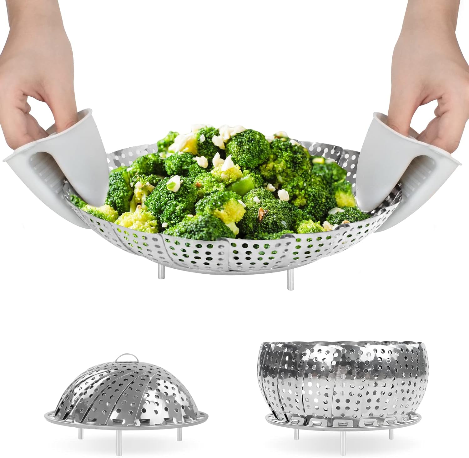 Amazon.com: Folding Vegetable Steamer Basket, TWUTGAYW Stainless Steel ...