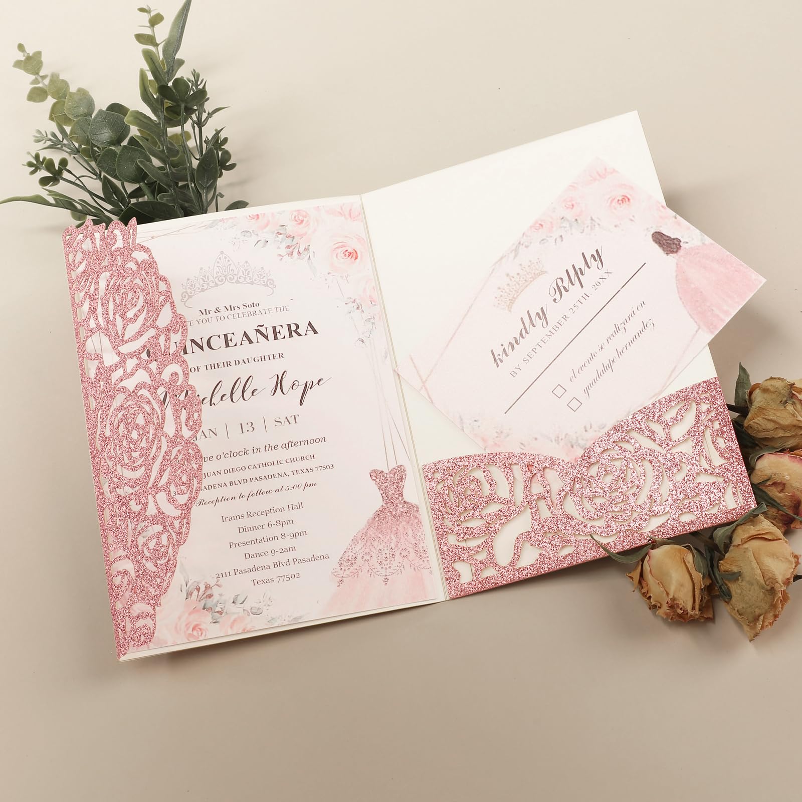 Amazon.com : 25Pcs Wedding Invitations with Envelopes and Rsvp Cards ...