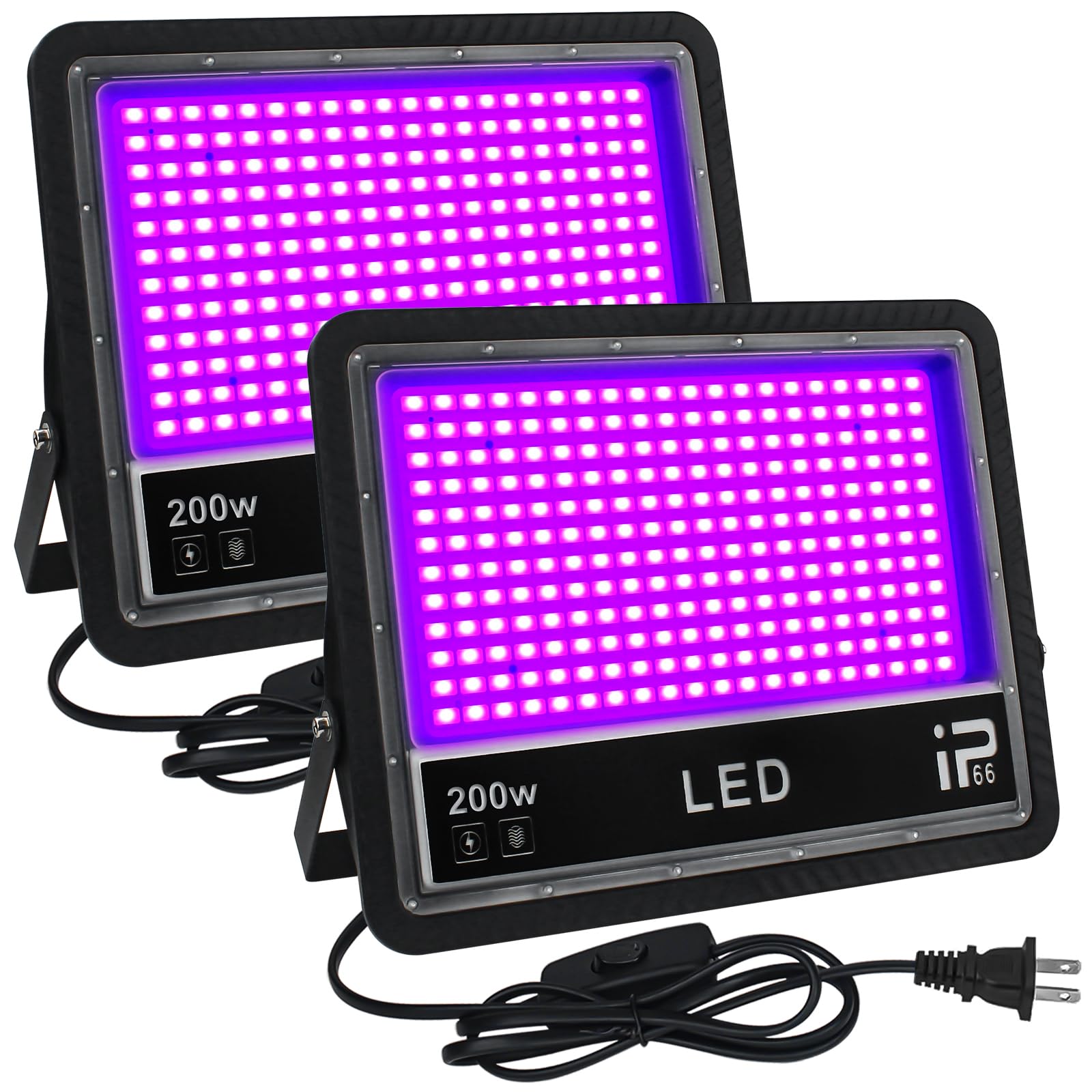 200W Reflector de Luz Negra 2 paquetes, Luces Negra UV para Fiesta ...