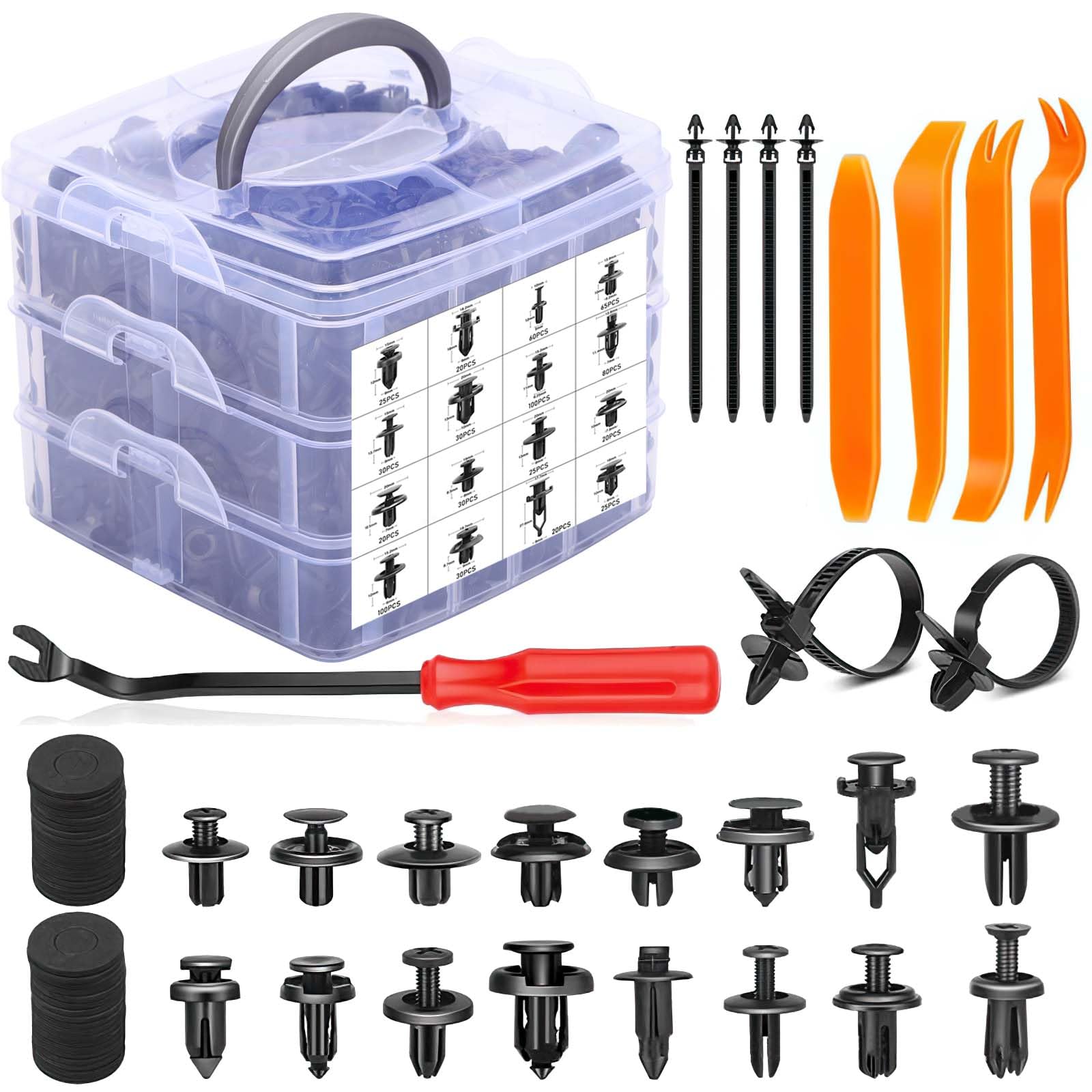 723 pcs Grapas Automotrices，16 Tipos Negro Remaches de PláStico ...