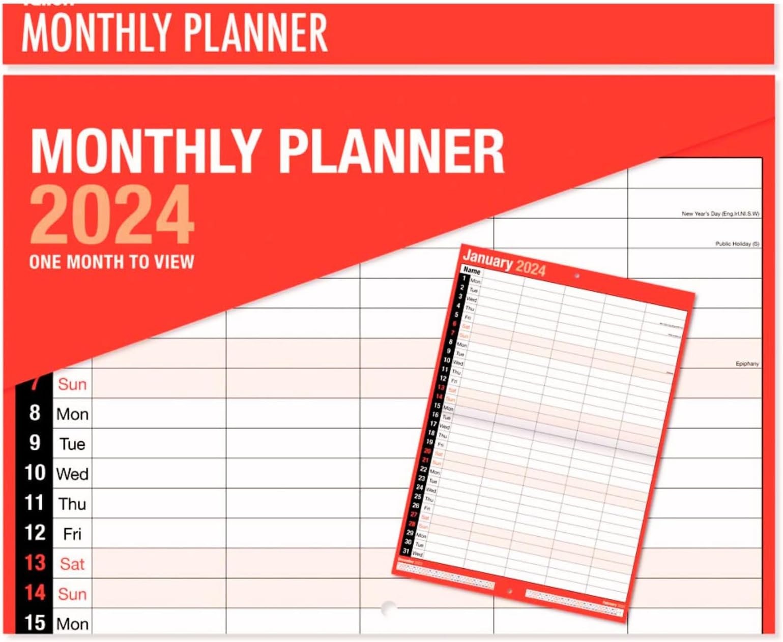 2024 Large Month to View Bound Wall Planner Calendar Monthly Planner ...