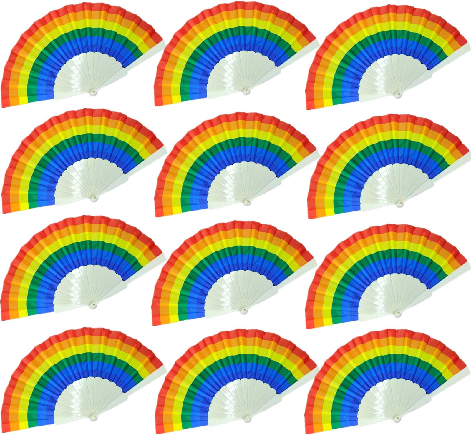 Amazon.com: TKMOS 12 Pack Rainbow Folding Fans Colorful Hand Held Fan ...