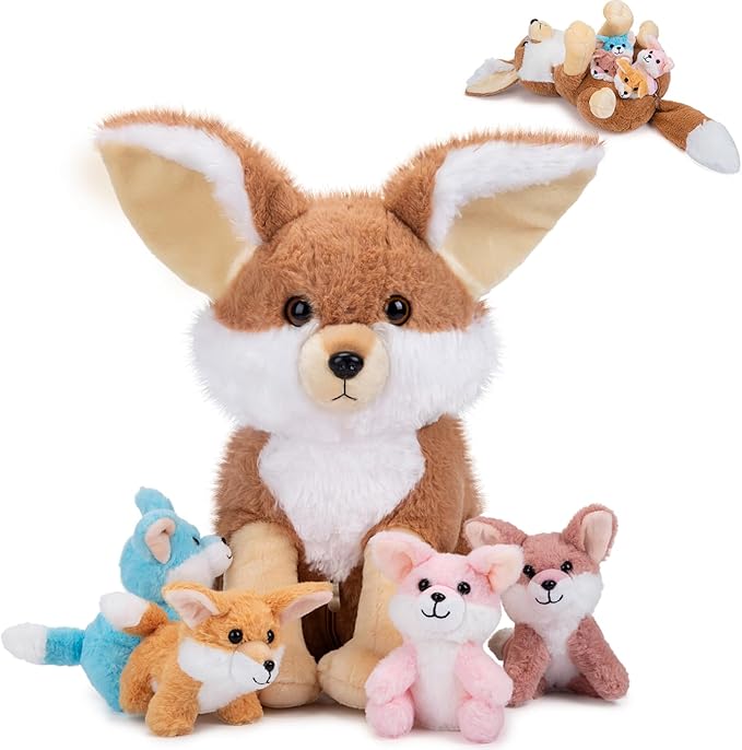 Amazon.com: HyDren 5 Pcs Fennec Fox Plush Toy Set 14 Inch Mommy Fennec ...