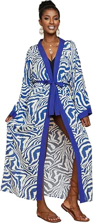 Blue Zebra Kimonos for Women Duster Kimono Beach Boho Kimono Beach ...