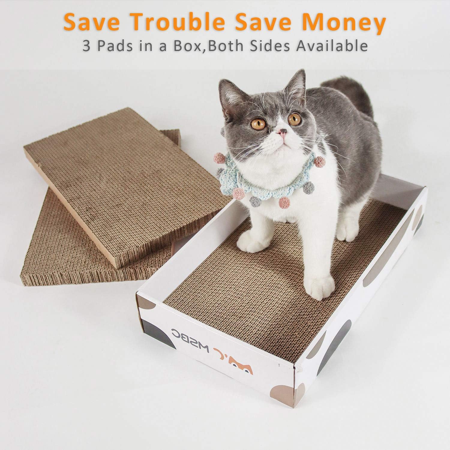 MSBC Durable Cat Scratcher Cardboard Refill, Cat Scratch Pad, 3 in 1 ...