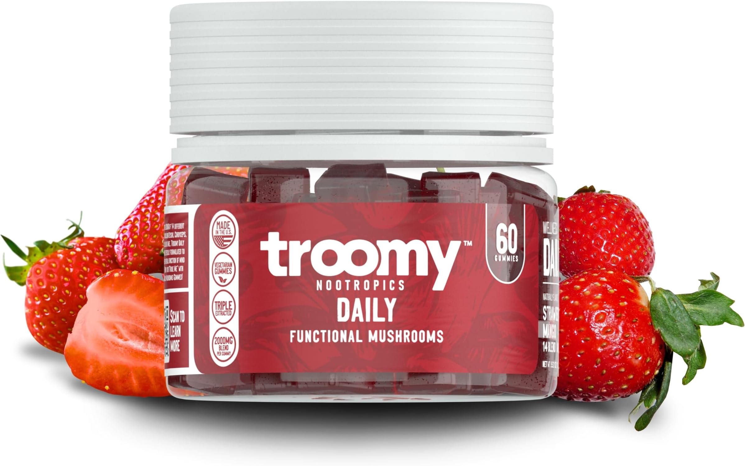 Amazon.com: Troomy Daily 14 Mushroom Blend Gummies - Great Tasting ...