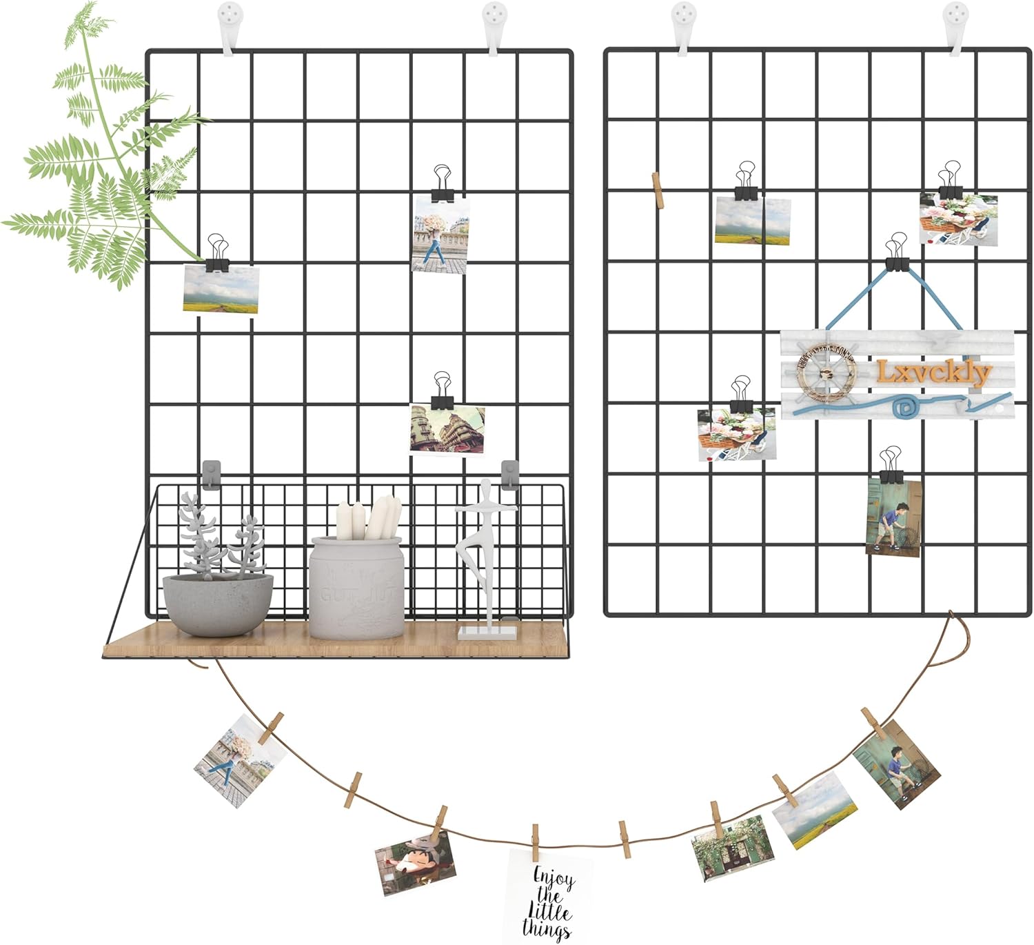 Amazon.com: Lxvckly Wall Grid Panel, Set of 2 Metal Grid Wire Photo ...