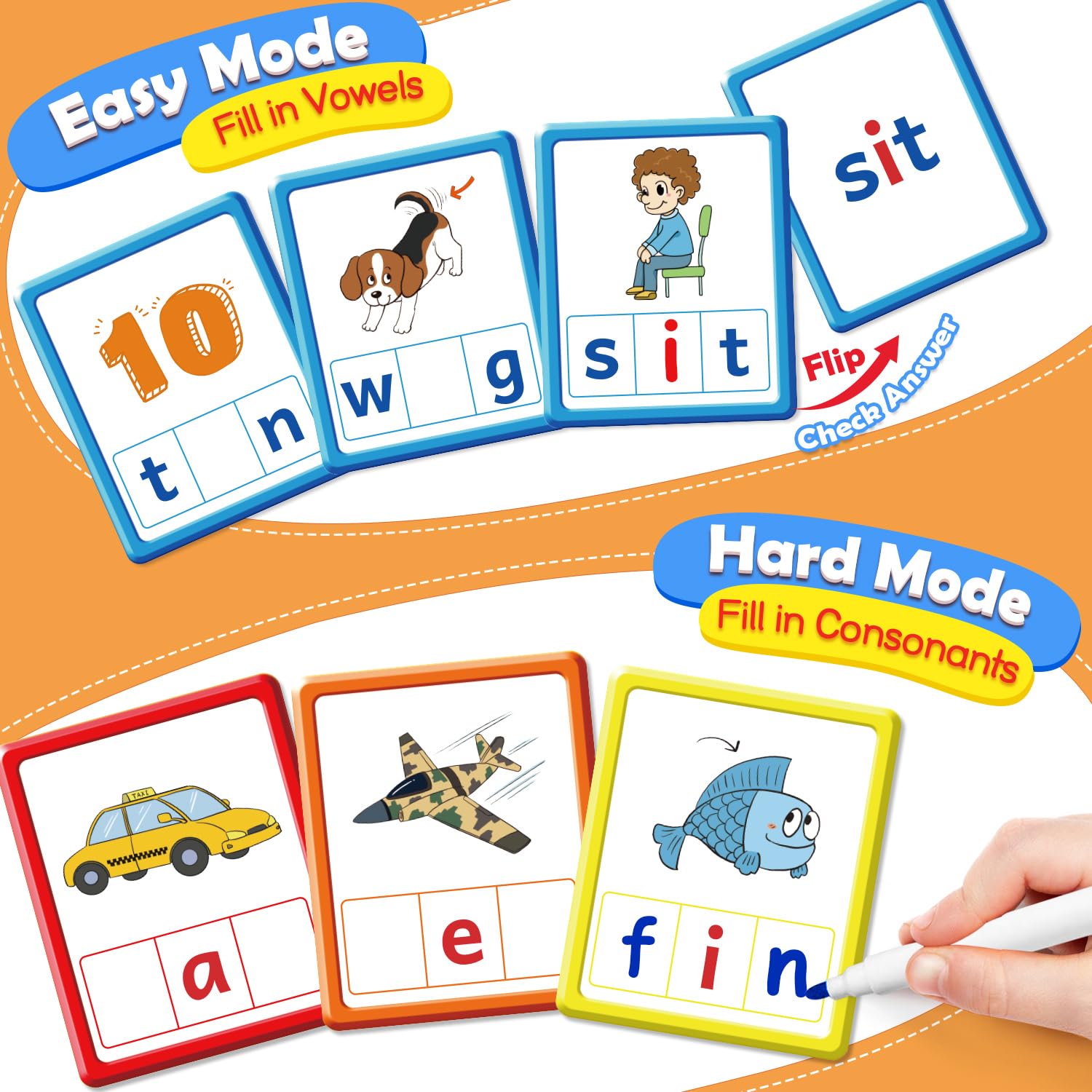 Snapklik.com : CVC Word Games Phonics Games Sight Words Flash Cards, Spelling Reading Learning ...