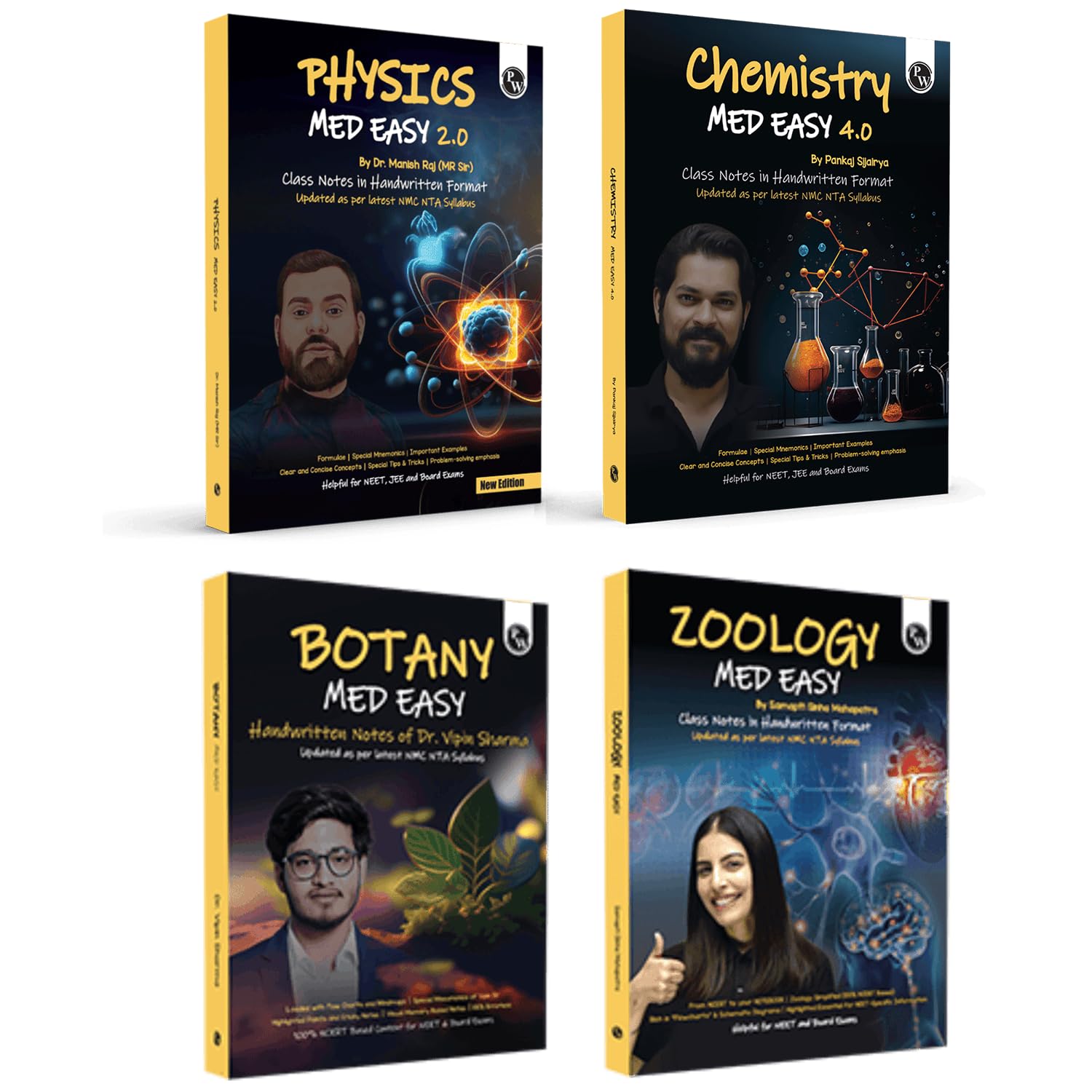 Buy PW Chemistry, Physics, Botany and Zoology Med Easy Handwritten ...