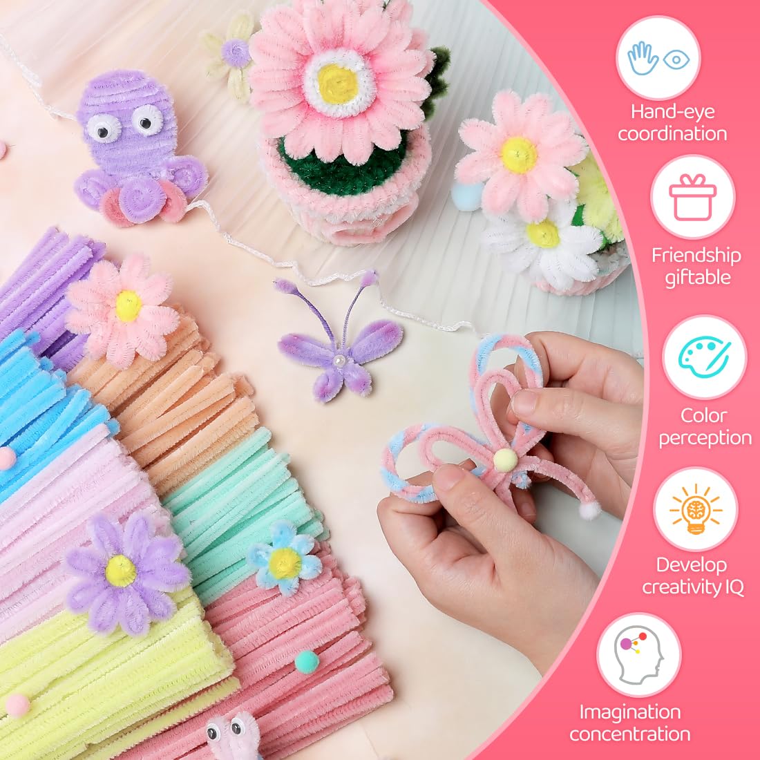 Snapklik.com : Pipe Cleaners,200pcs In 7 Colors, Pastel Pipe Cleaners ...