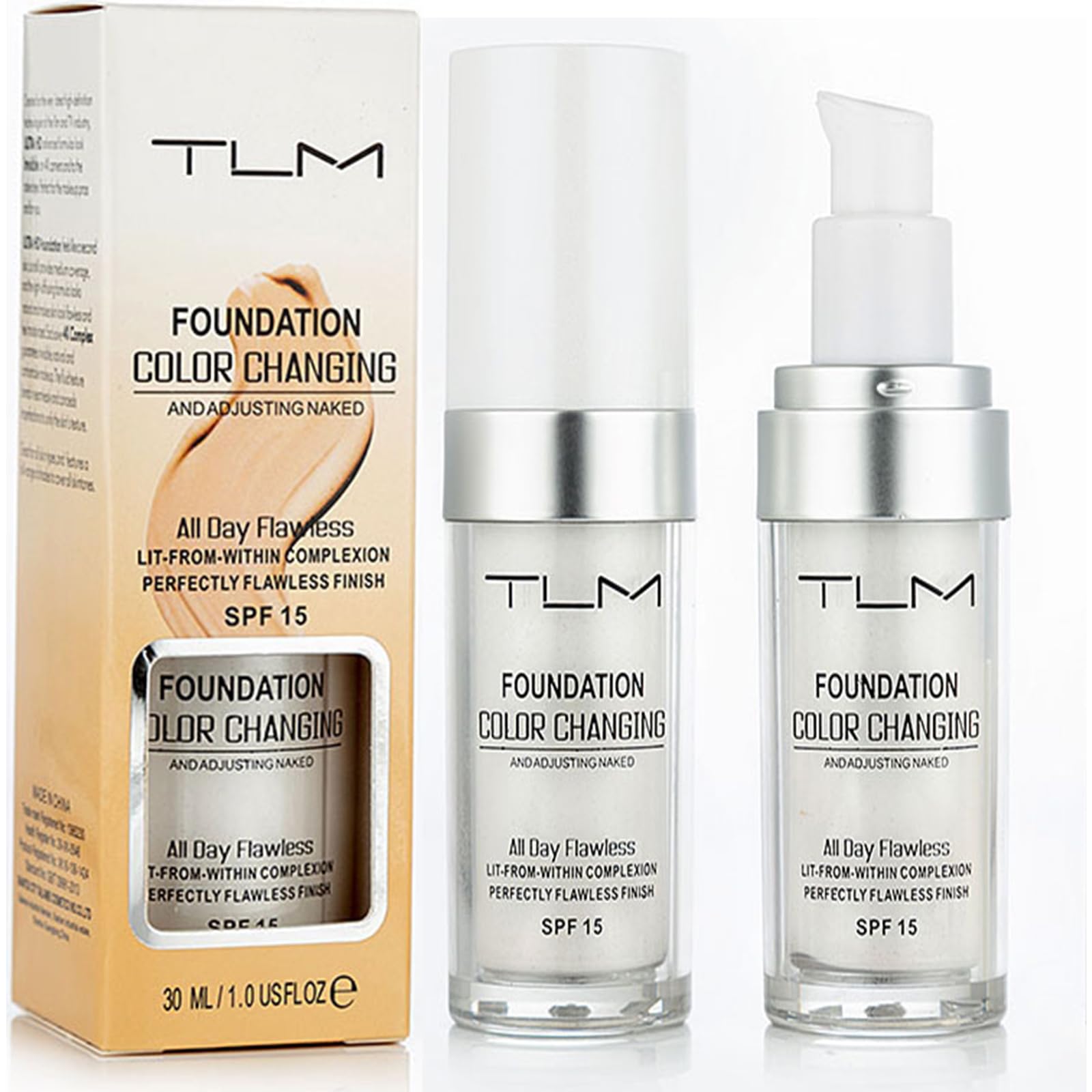 Amazon.com : 2 Pcs TLM Color Changing Foundation Makeup, Hydrating ...