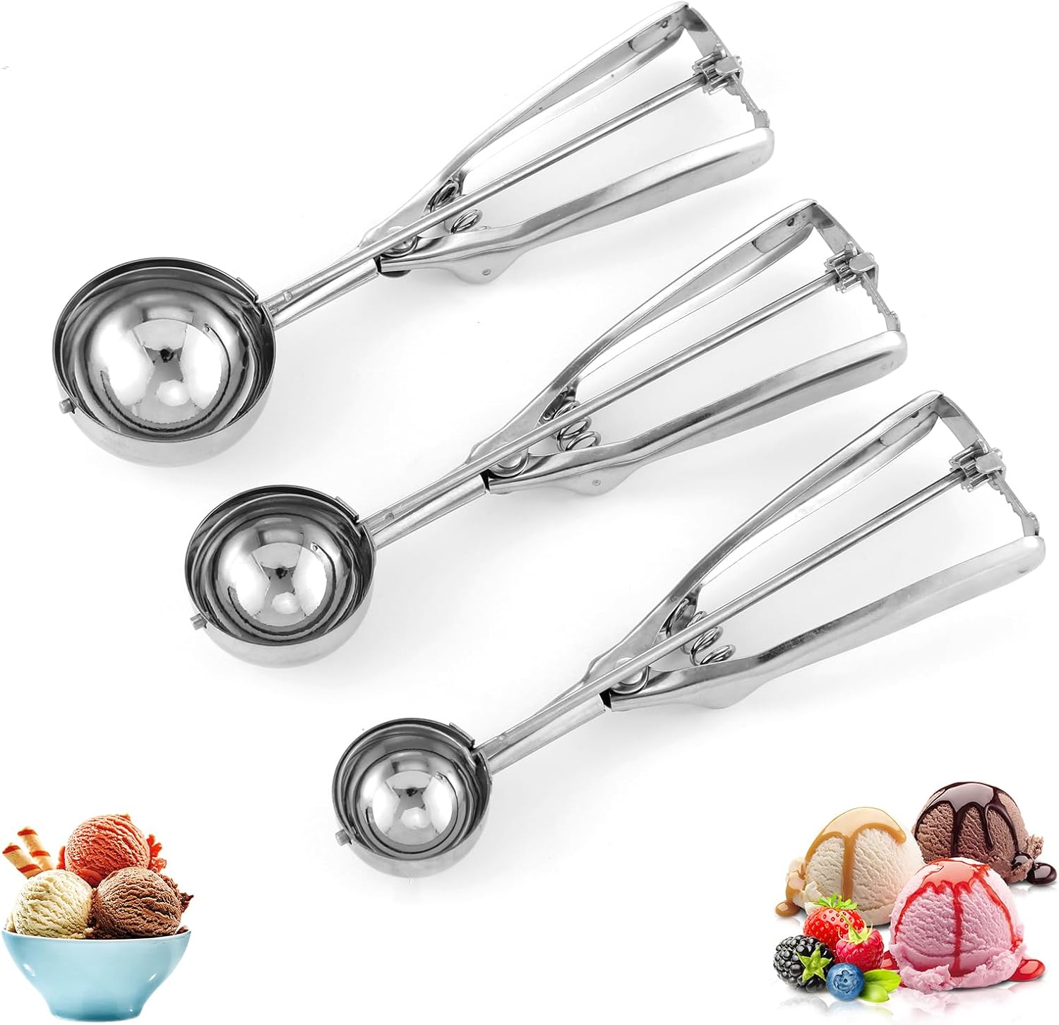 Amazon.com: Cookie Scoops Set, Ice Cream Scoop ProfessionaI 18/8 ...
