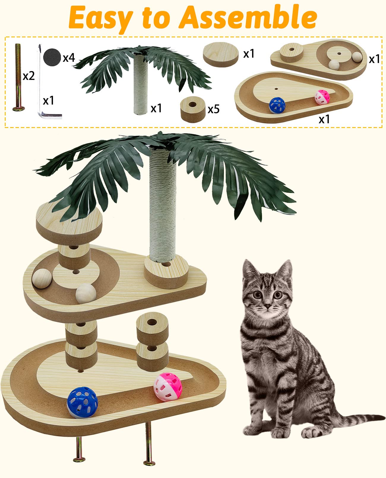 BNOSDM Small Cat Scratching Posts for Indoor Cat Scratch Toy Track 2 ...