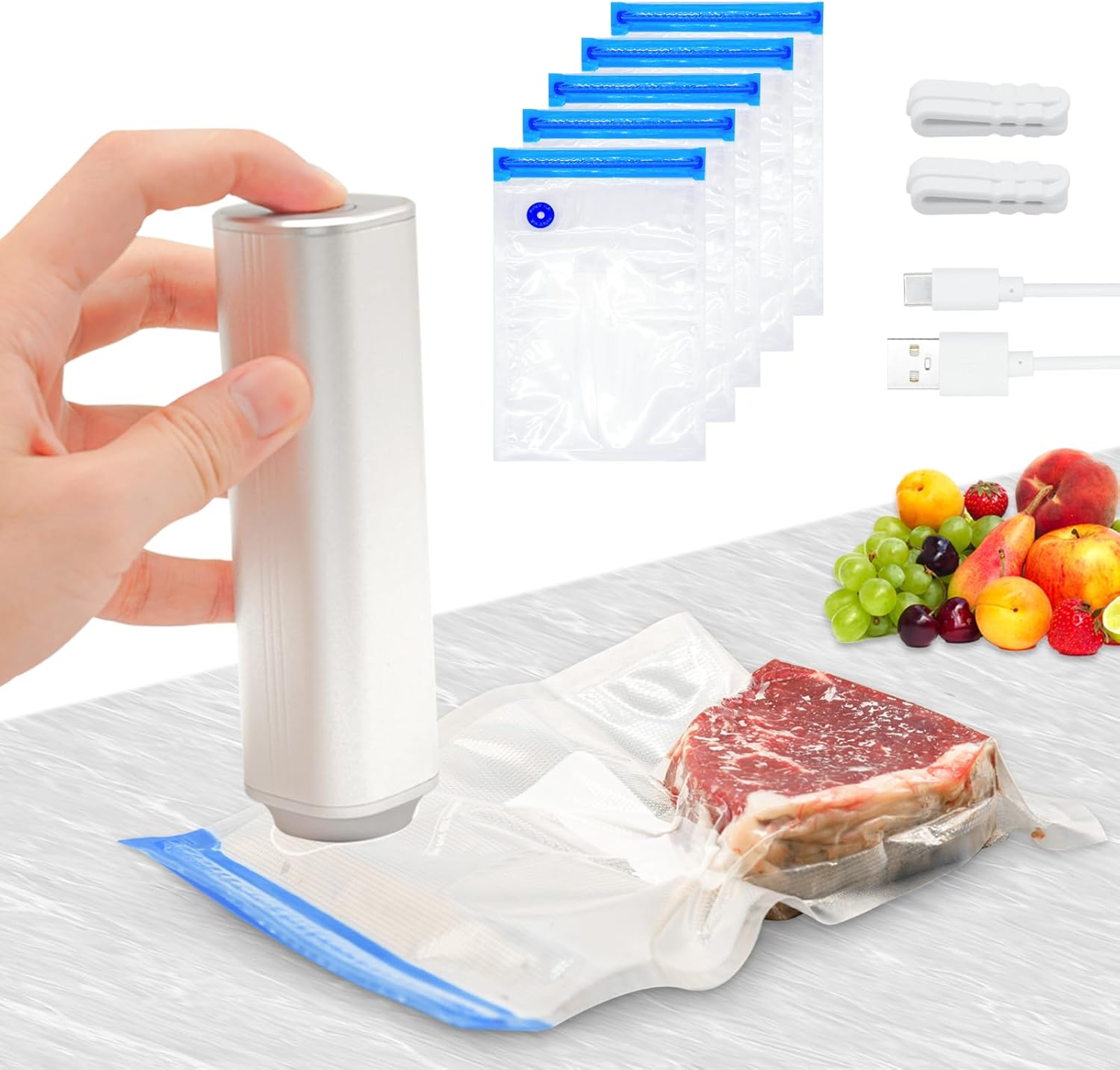 Amazon.com: Electric Vacuum Sealer Machine，Mini Handheld Vacuum Sealer，with 5 Reusable Zipper ...