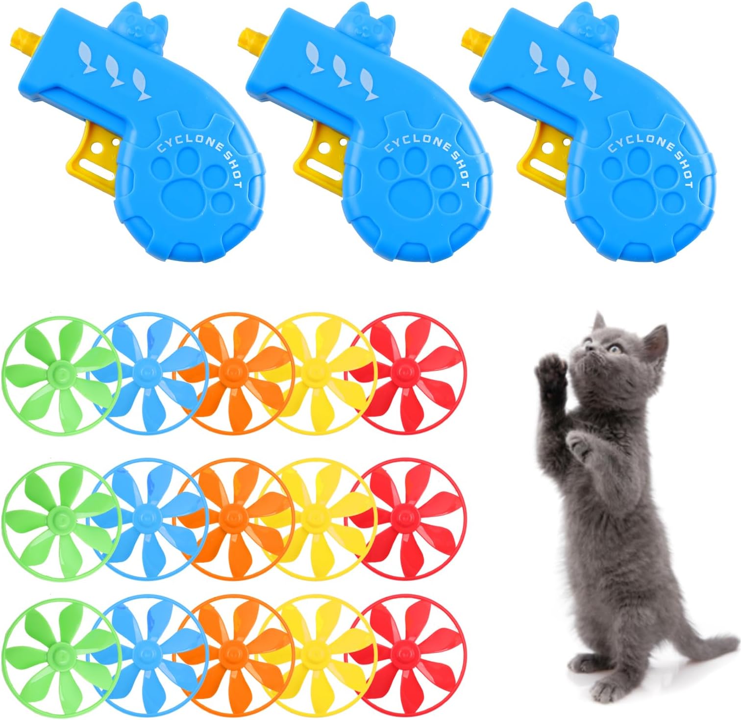 Amazon.com : 15 Pieces Cat Fetch Toys Colorful Flying Propellers Cat ...
