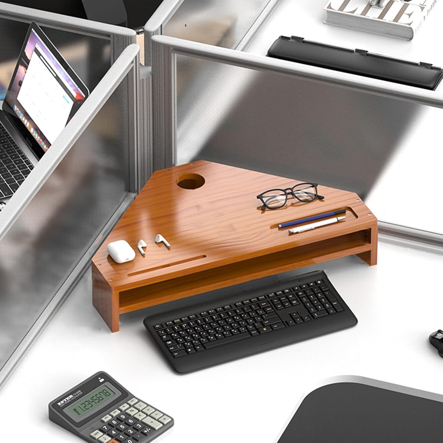 Amazon.com: Corner Monitor Stand Double Desk Corner Computer Stand with ...