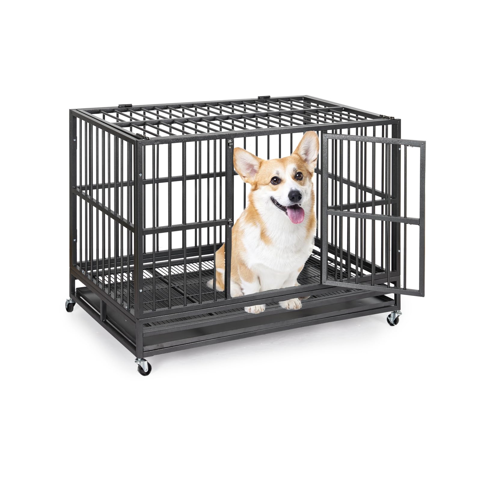 Amazon.com : 48 “ Heavy Duty Dog Crate, Cage Kennel with Wheels&Sturdy ...