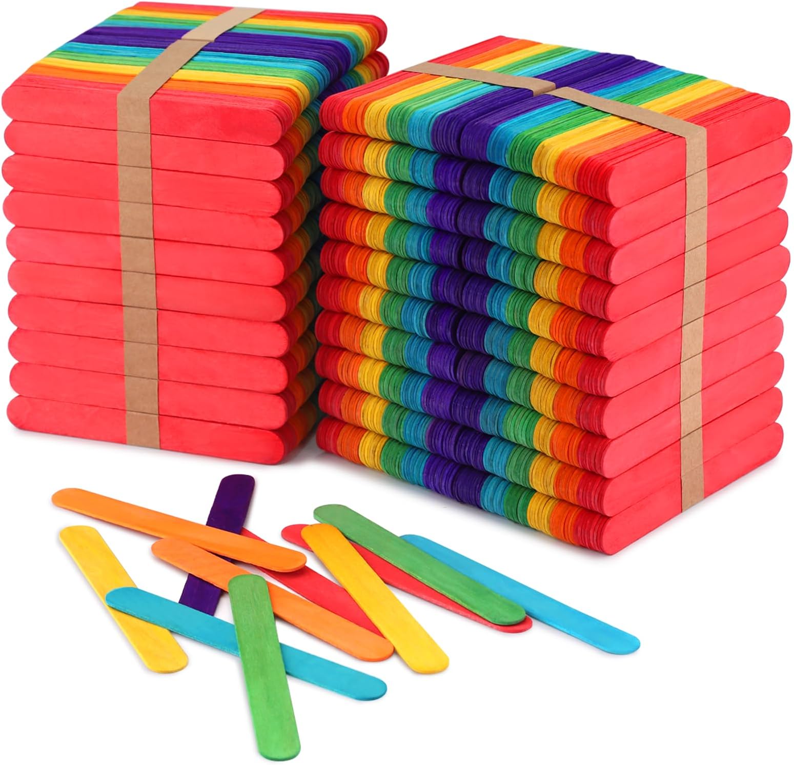 Amazon.com: ZEONHAK 6 Inches Colored Popsicle Sticks, 1000 PCS Jumbo ...