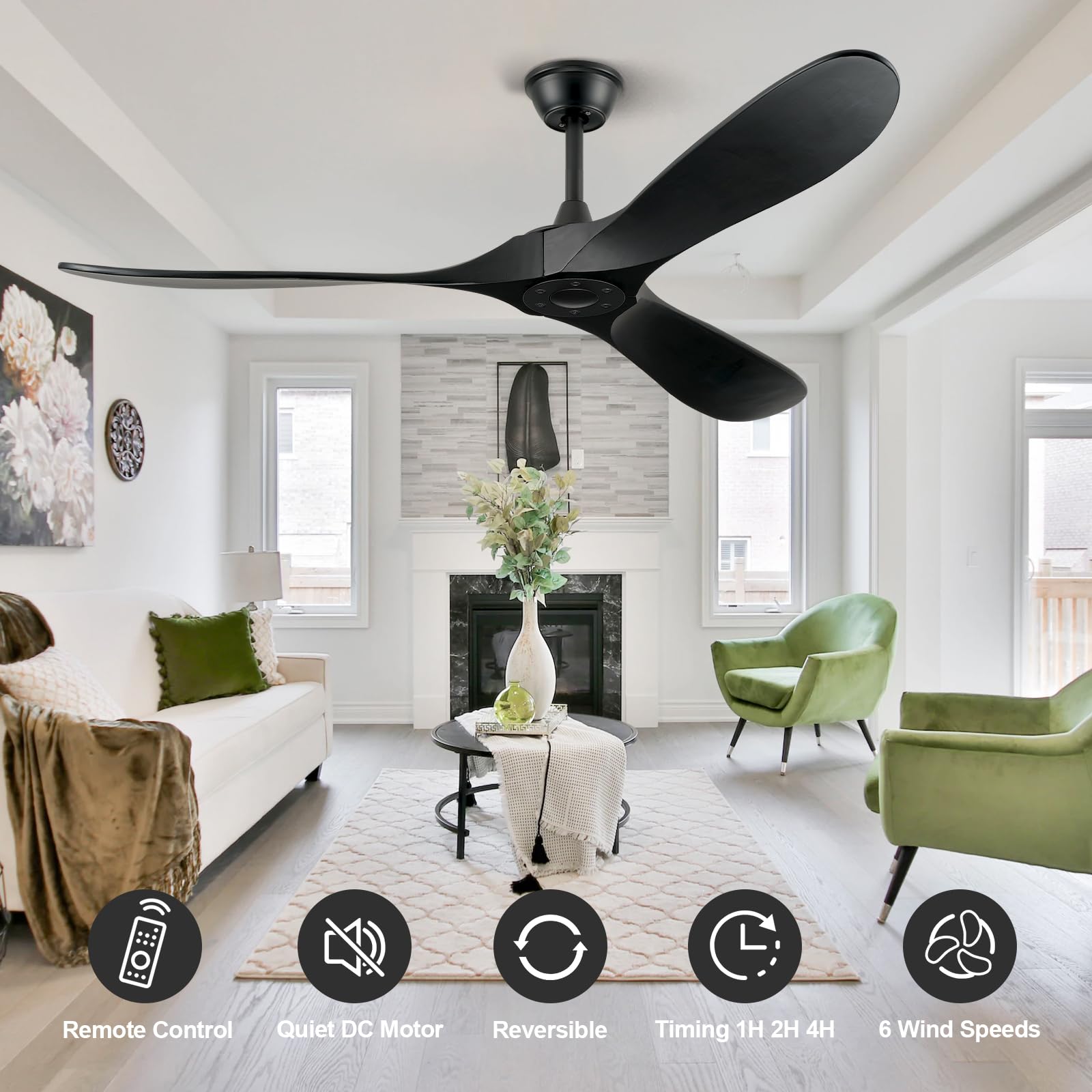 Snapklik.com : ABZ Ceiling Fans Without Lights - 60 Inch Ceiling Fan No ...