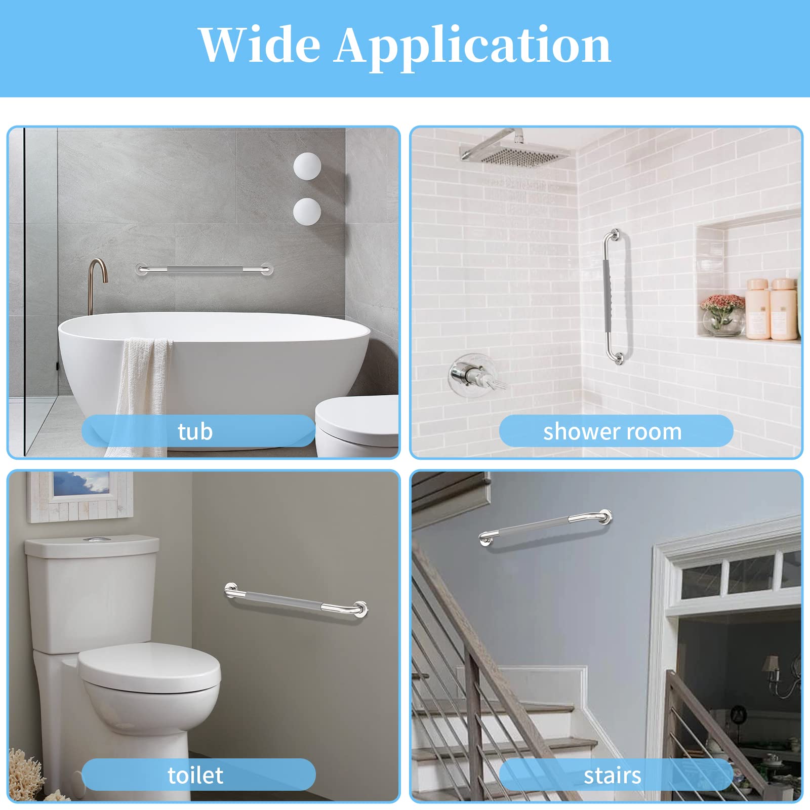 Snapklik.com : Polished Chrome Bathroom Grab Bar 24 Inch - 125 ...