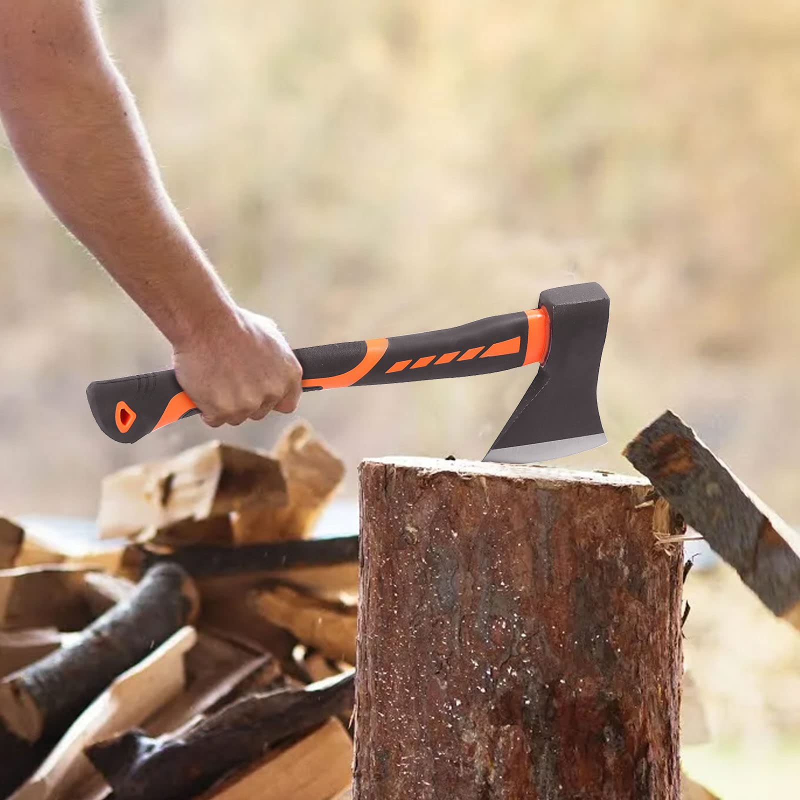 Outdoor Wood 2 Pack 15 Inch Chopping Axe - Camping Hatchet With Rubber ...